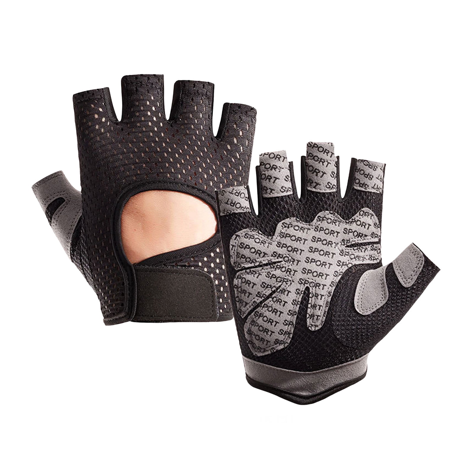 Kitem 1 Pair Sport Gloves Hollow Mesh Half Finger Unisex Anti slip ...