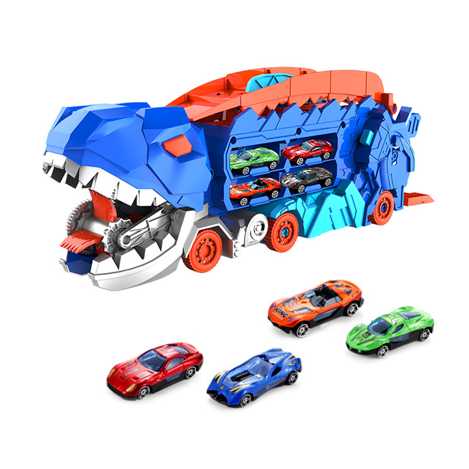 Kitem 1 Set Dinosaur Swallow Truck Toy with Small Alloy Car Foldable ...