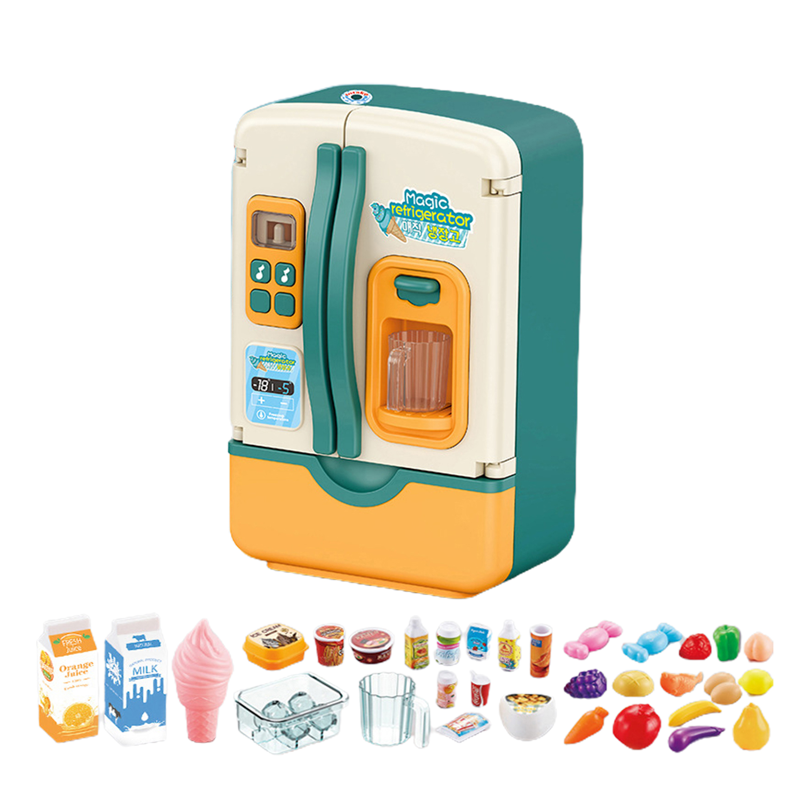 Kitem 1 Set Refrigerator Toy with Food Model Spray Function Colorful ...