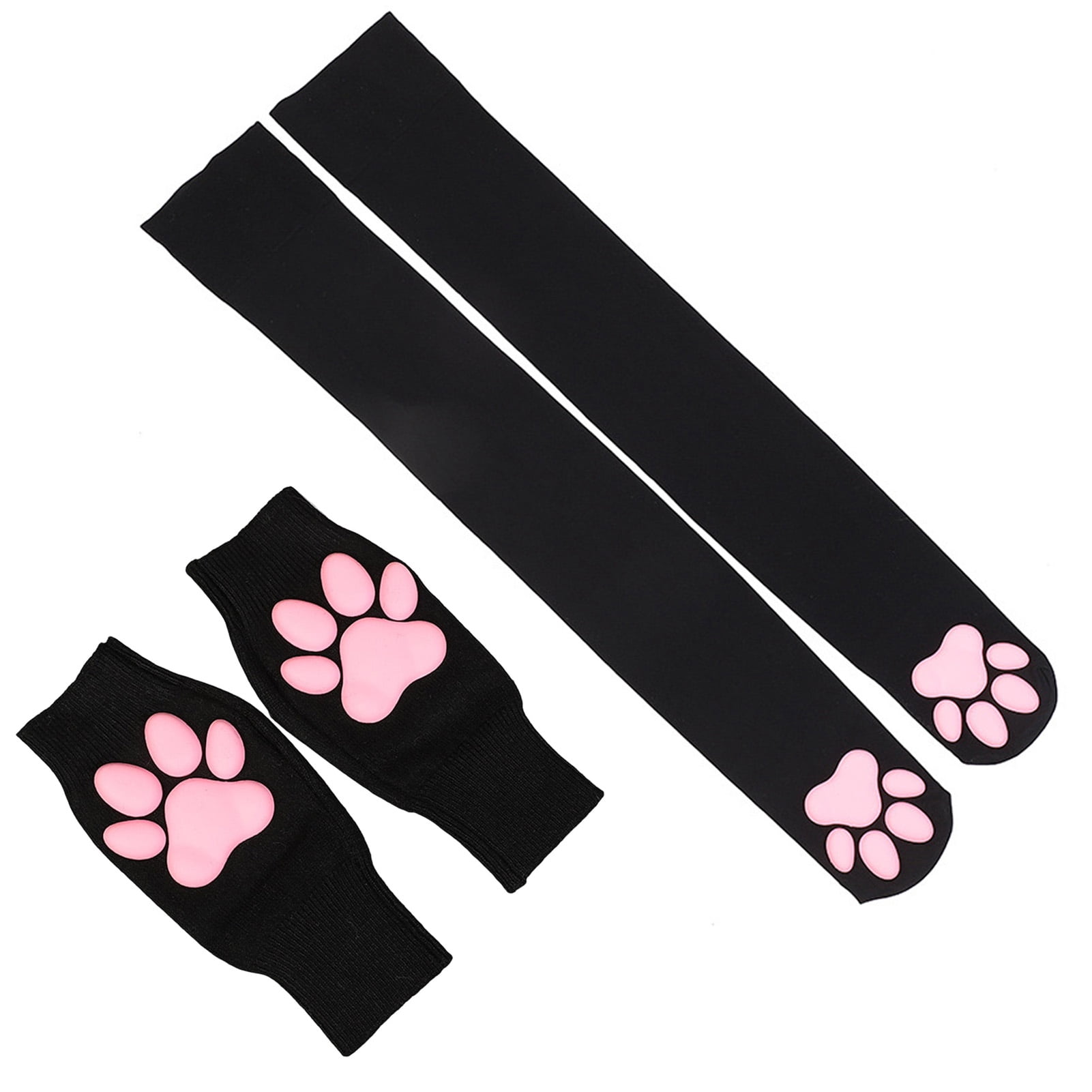 Kitem 1 Set Women 3D Cat Paw Stockings Gloves Set Kawaii Cat Cosplay ...