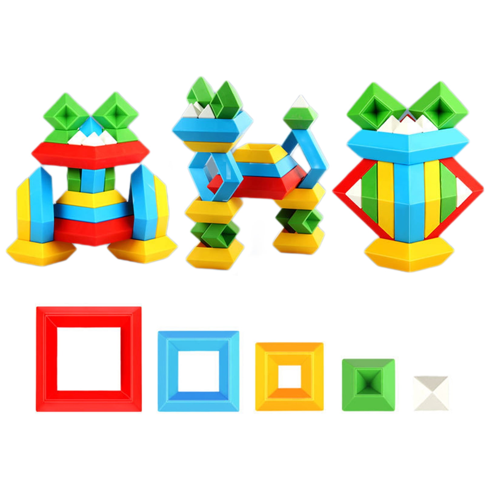 Kitem 15/30/45/60Pcs/Set Kids Building Block Toy Color Shape Cognition ...