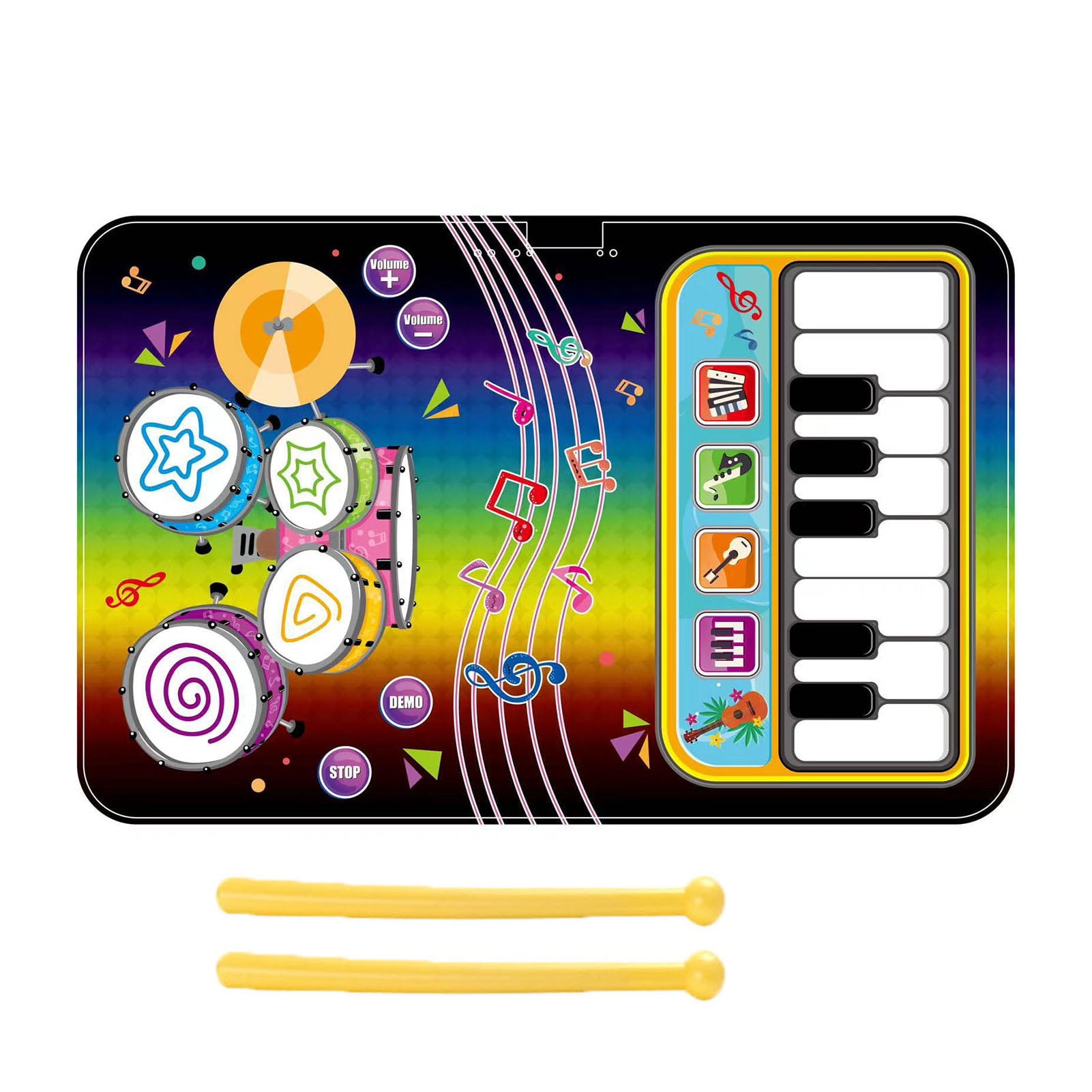 Kitem 2-In-1 Kids Music Learning Playmat Toy 13 Keys Piano Keyboard 5 ...