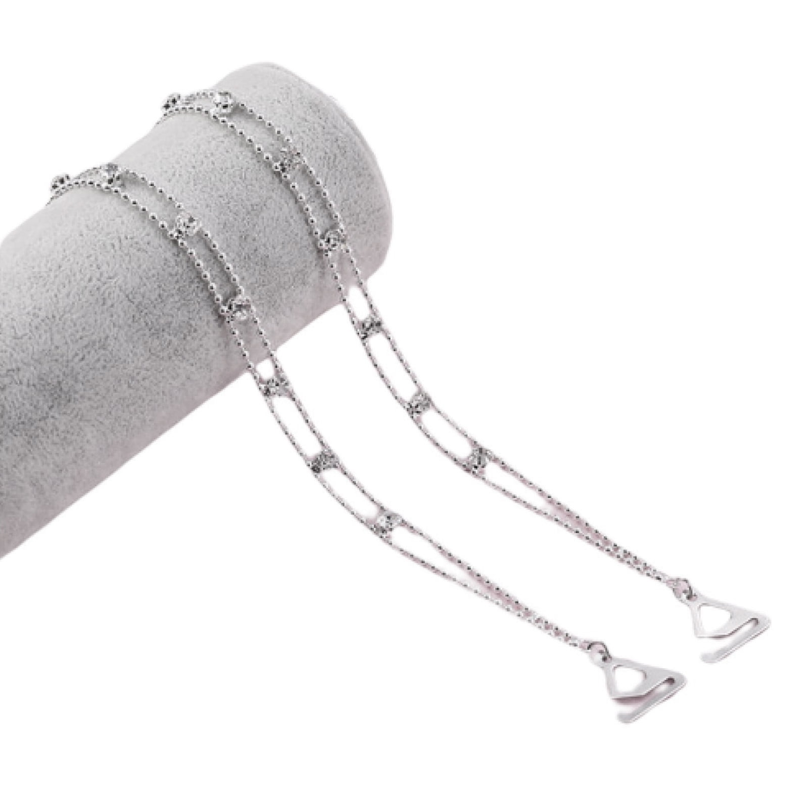 Kitem 2 Pcs Bra Shoulder Straps Faux Pearl Cubic Zirconia Chain Non ...