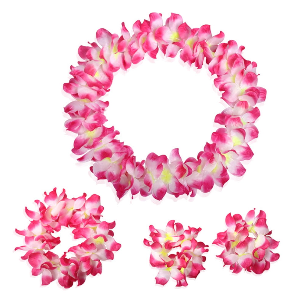 Kitem 4 Pcs/Set Vivid Cloth Hawaii Flower Garland Wreath Head Neck Hand ...