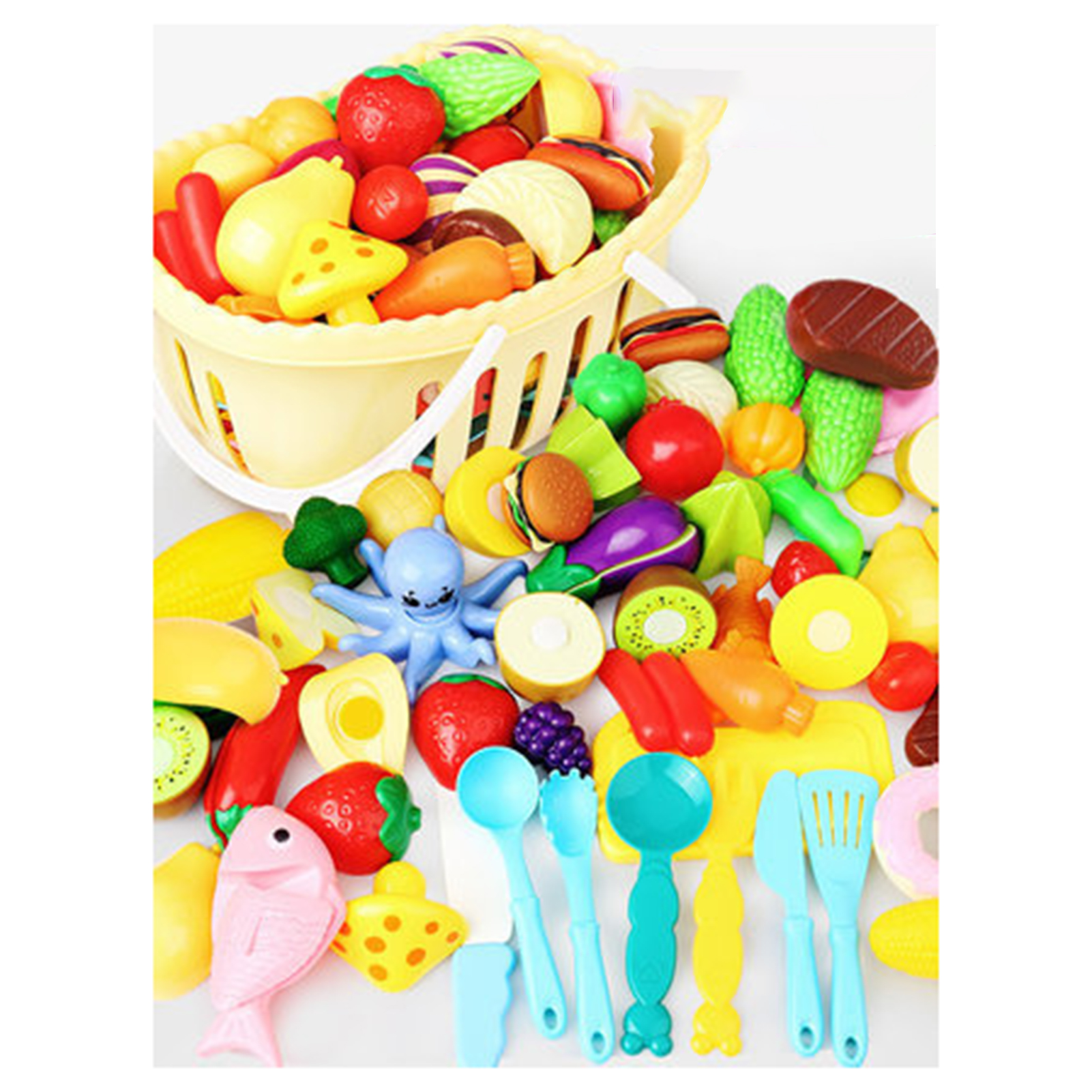 Kitem 46Pcs/Set Cutting Play Food Toy Playset with Food Fruit Vegetable ...