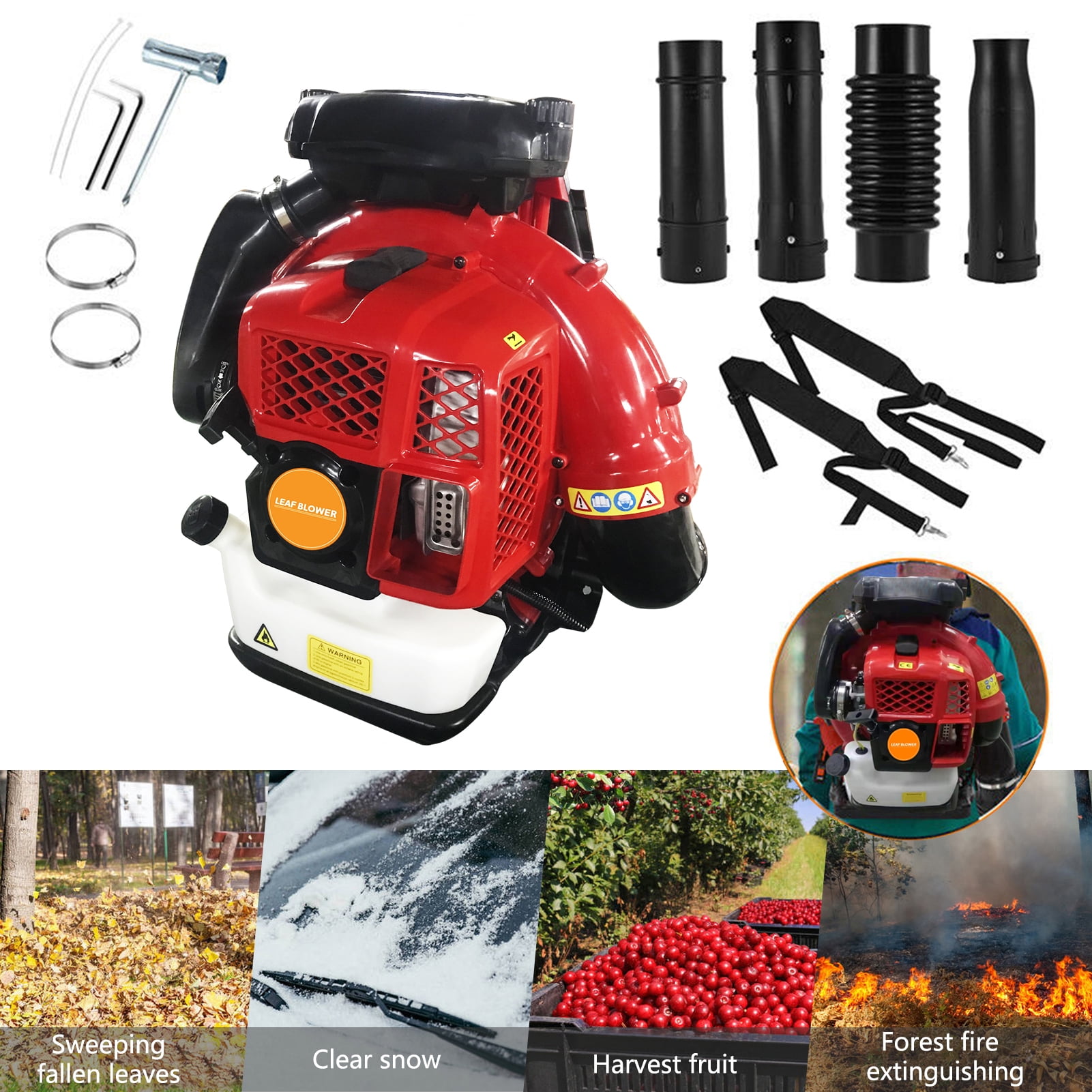 Kitem Backpack Gas Powered Snow Blower, 3.5kw/7250r/min High-power ...