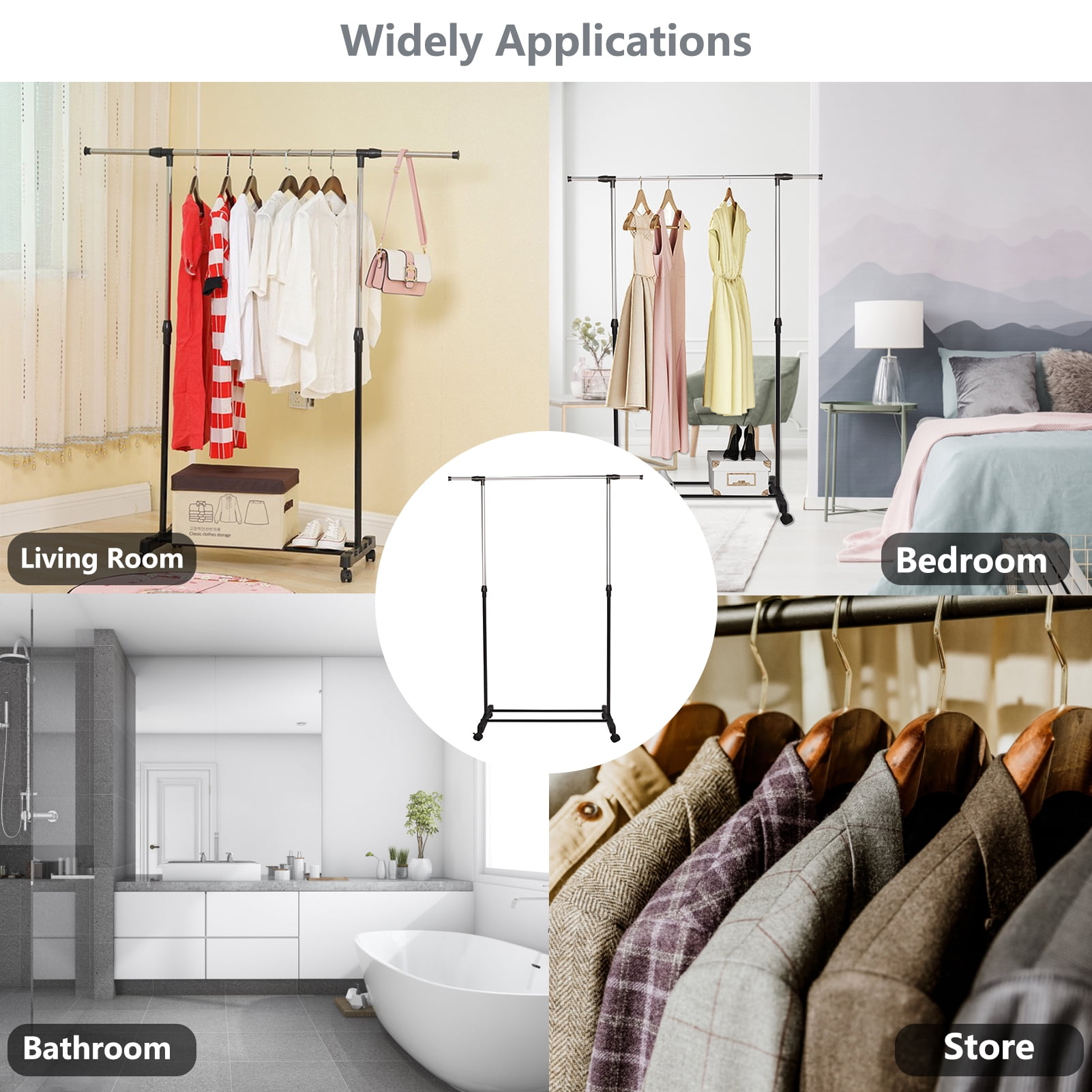 Kitem Clothing Garment Rack, Laundry Drying Rack Height Adjustable ...