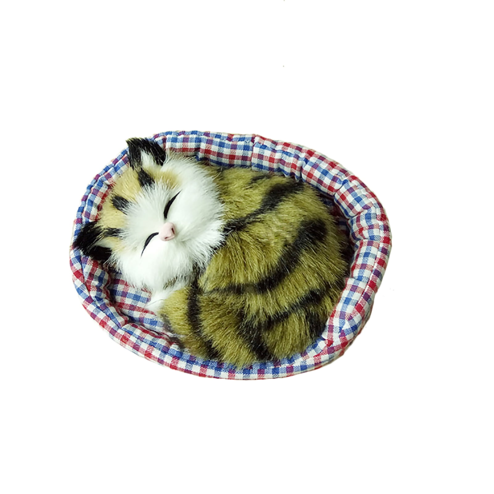 Kitem Cute Simulation Sounding Sleeping Cat Plush Mat Toy with Nest Kid ...