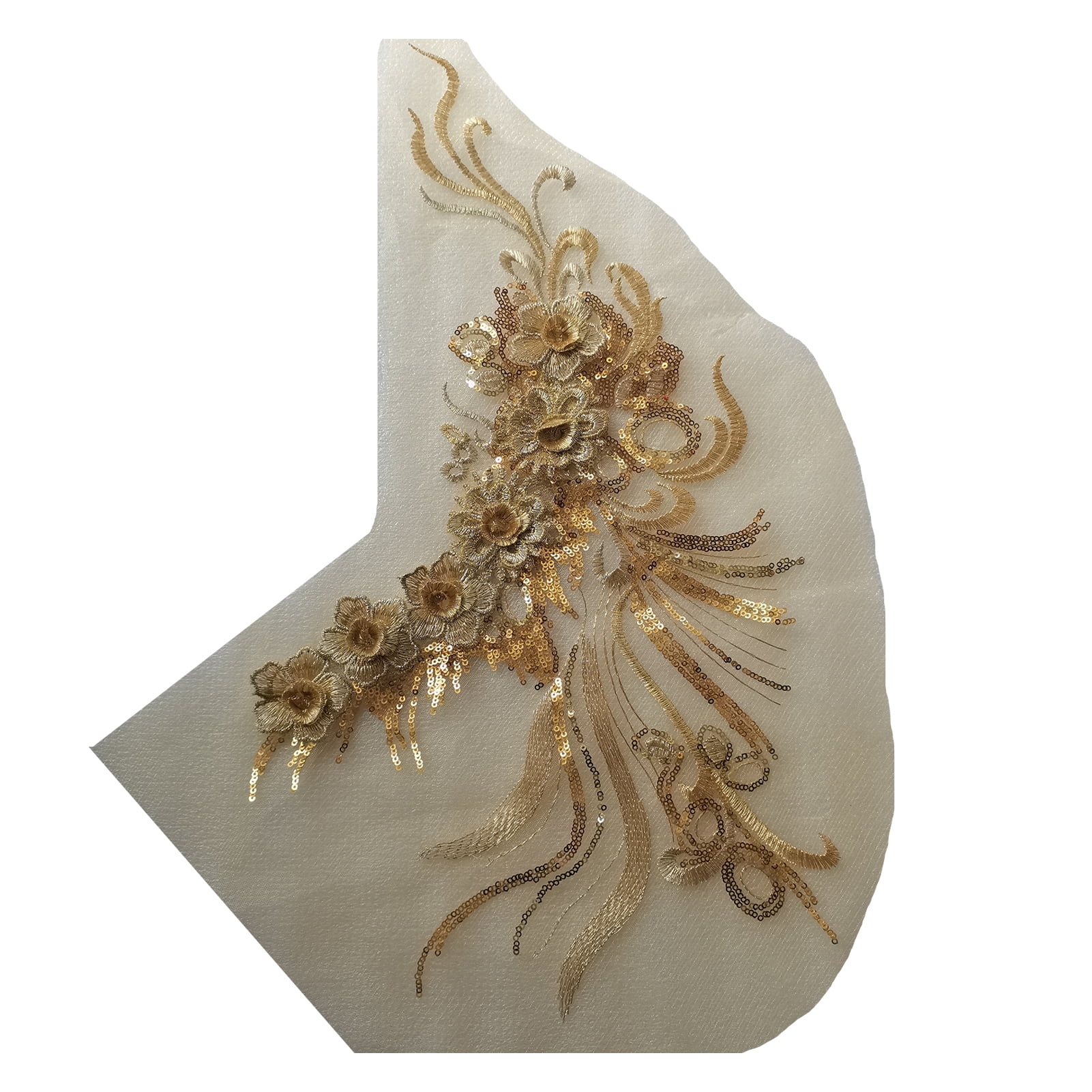 Kitem DIY Sewing Fabric Sequin 3D Embroidery Lace Flower Applique Make ...