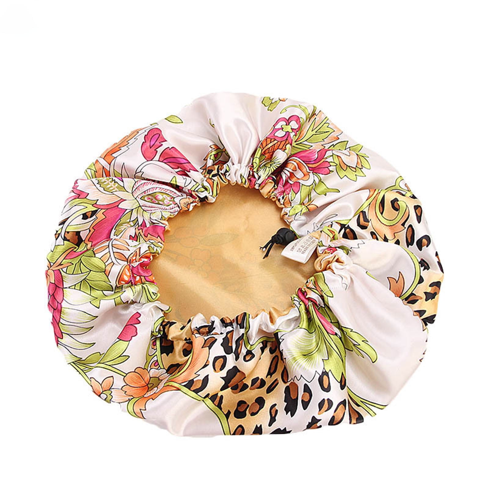 Kitem Double Sided Available Shower Cap with Elastic Clasp Polyester ...