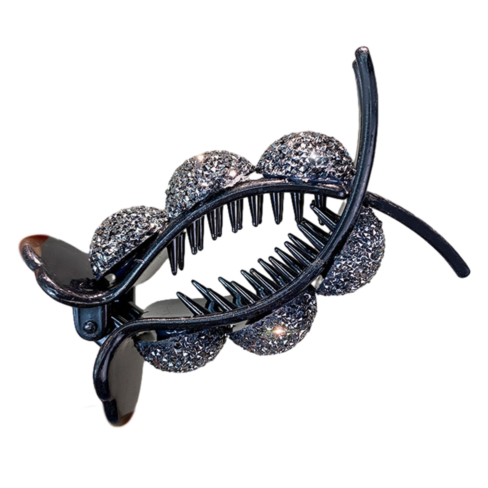 Kitem Elegant Bowknot Decor Shining Rhinestone Hair Clip Solid Color ...