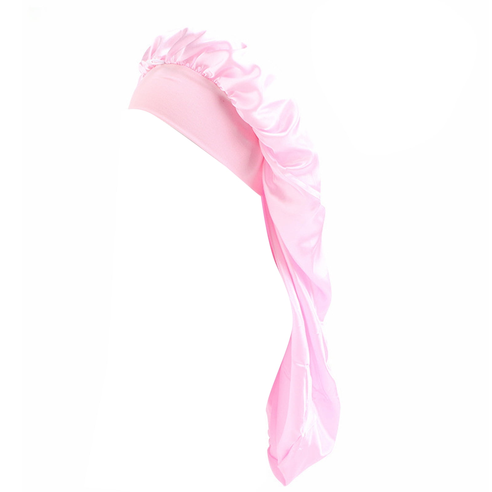 Kitem Faux Satin Wide Button Hair Bonnet Solid Color High Elastic Women ...