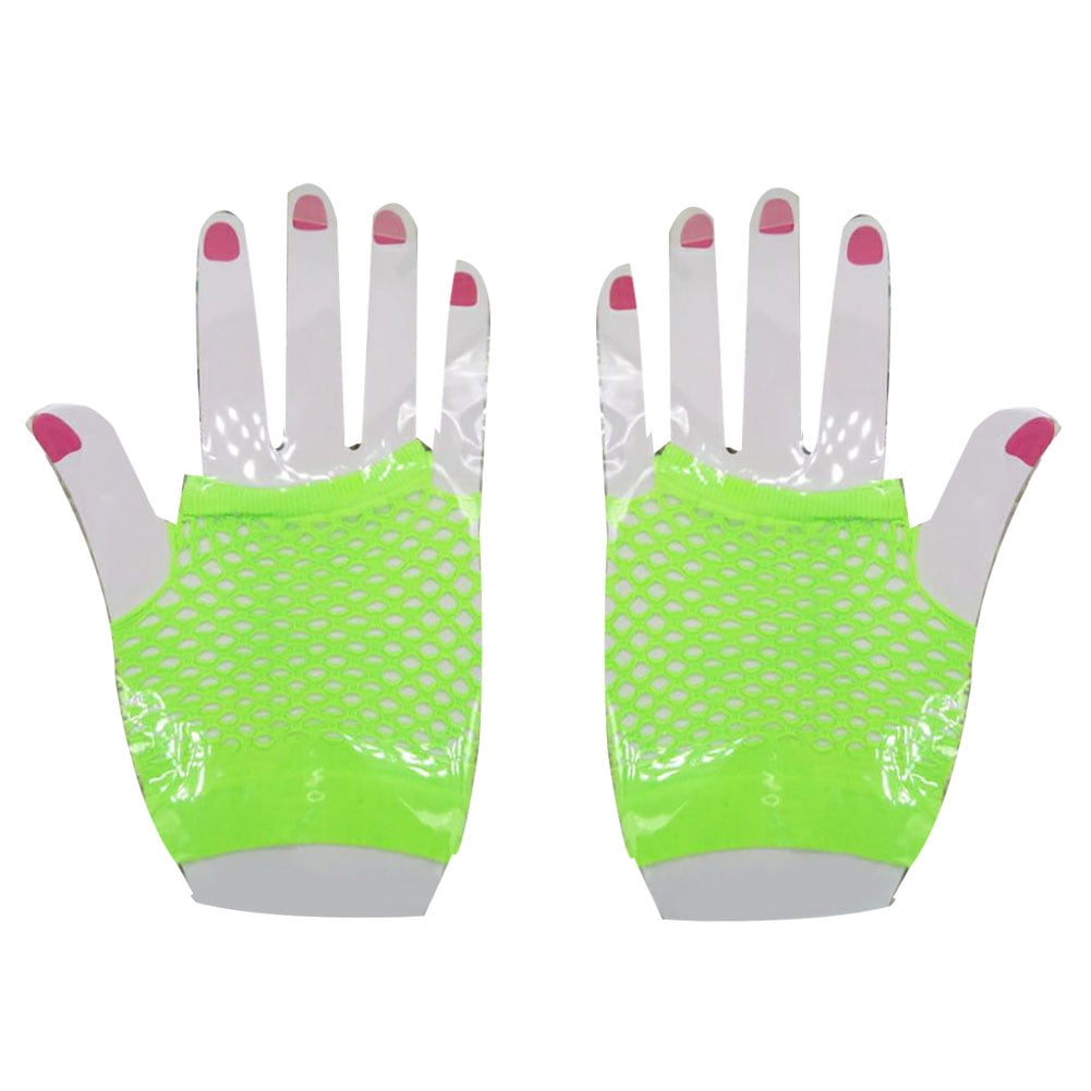 Kitem Fingerless Fancy Fishnet Mesh Net Gloves Neon Dress Party Hen ...