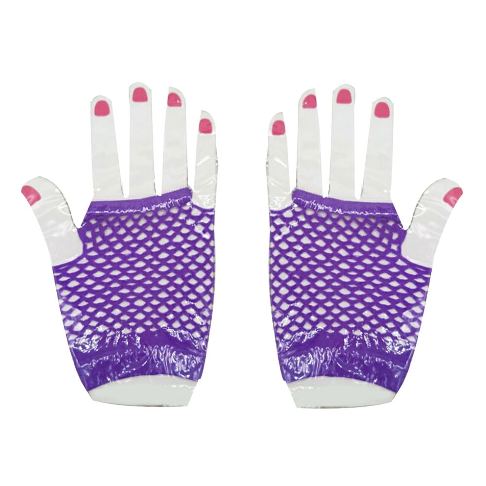 Kitem Fingerless Fancy Fishnet Mesh Net Gloves Neon Dress Party Hen ...
