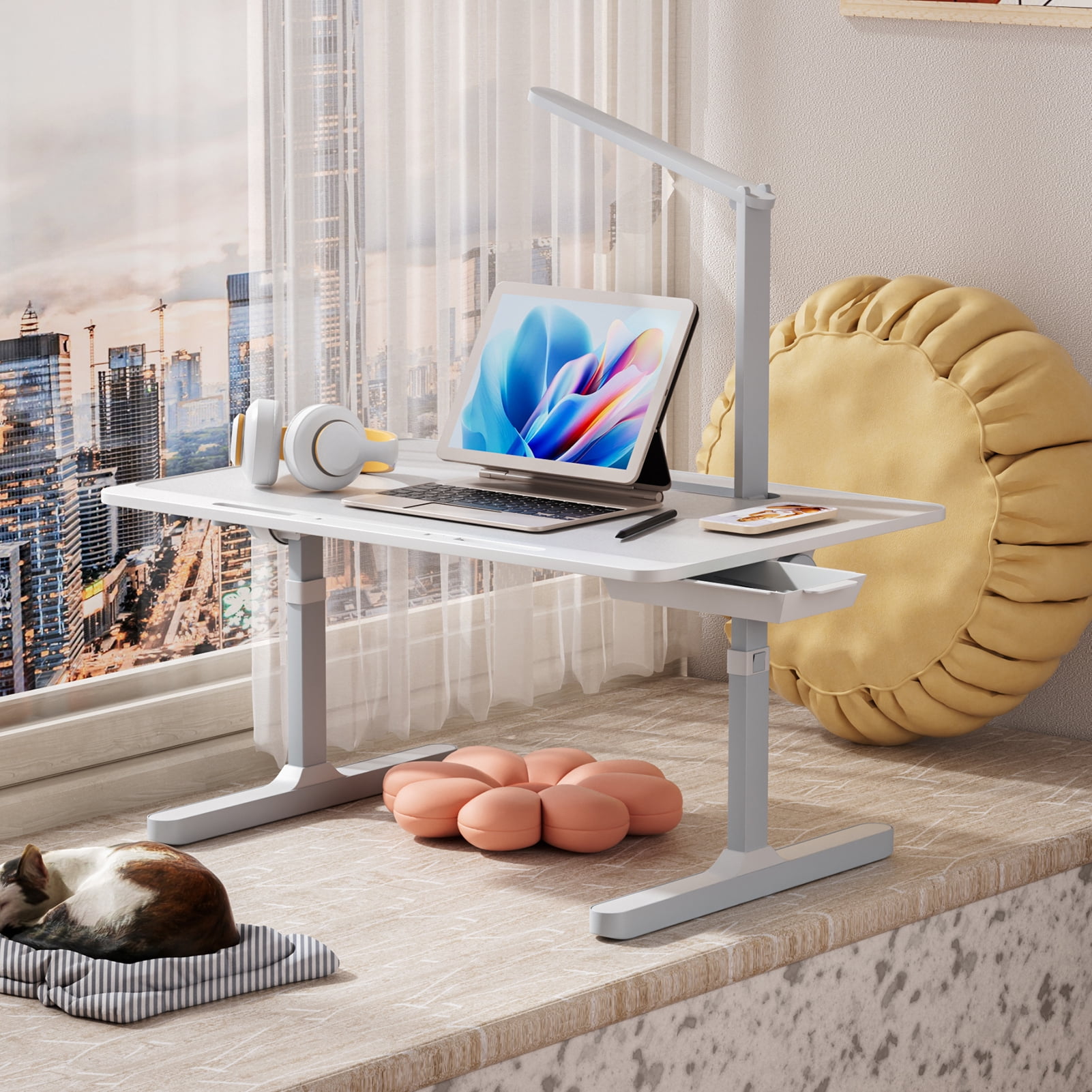 Kitem Foldable Lap Tablet Table with LED Light, Book Slot for Bed Sofa ...