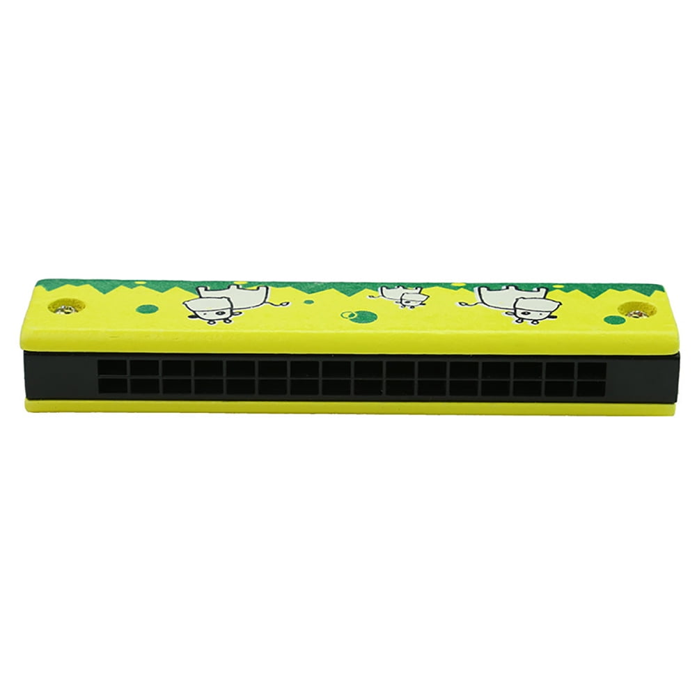 Kitem Kids Wooden Painted Harmonica, Double Row Sixteen Hole Harmonica ...
