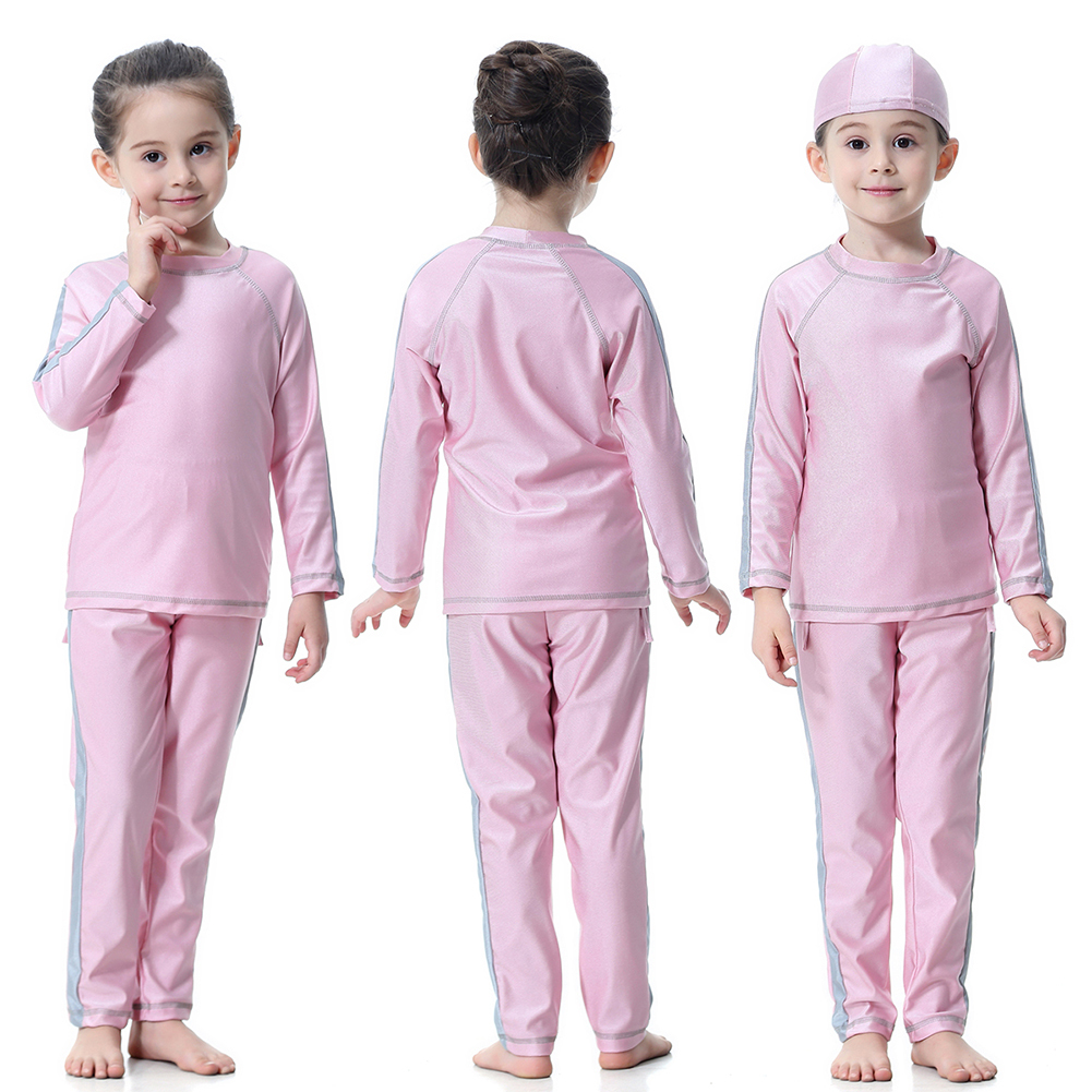 Kitem Muslim Girl Swimwear Set Toddlers Side Stripes Pants Long Sleeves ...