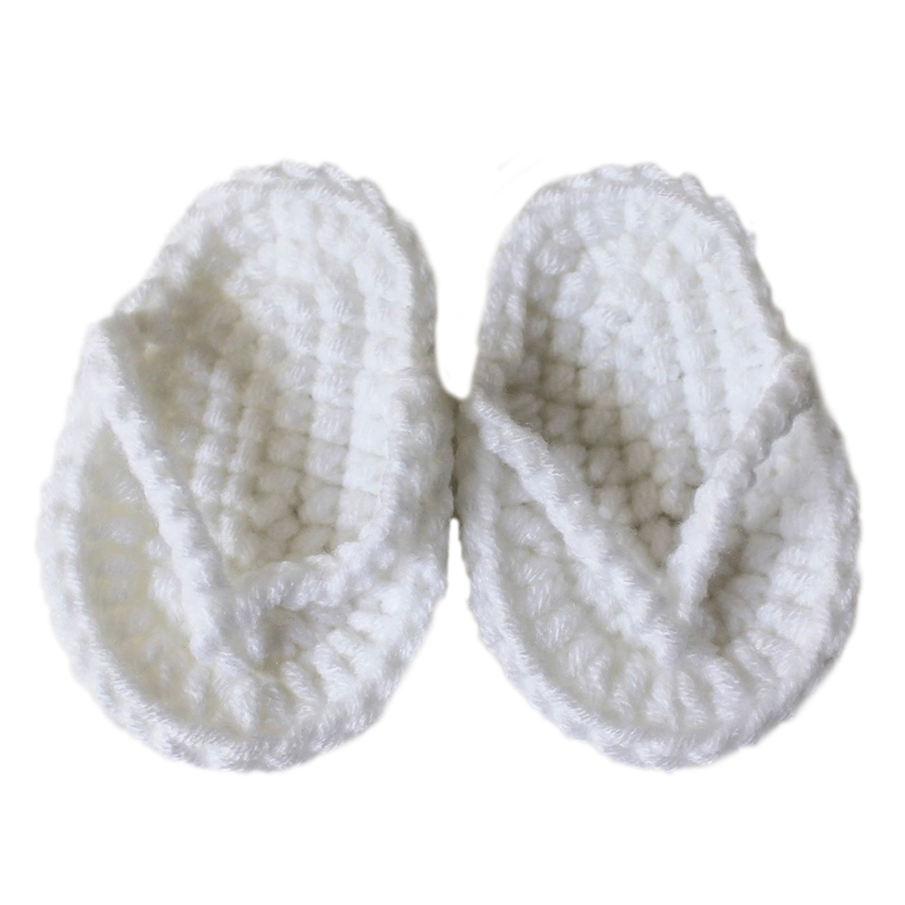 Kitem Newborn Baby Solid Color Mini Crochet Flip-Flops Infant Slippers ...