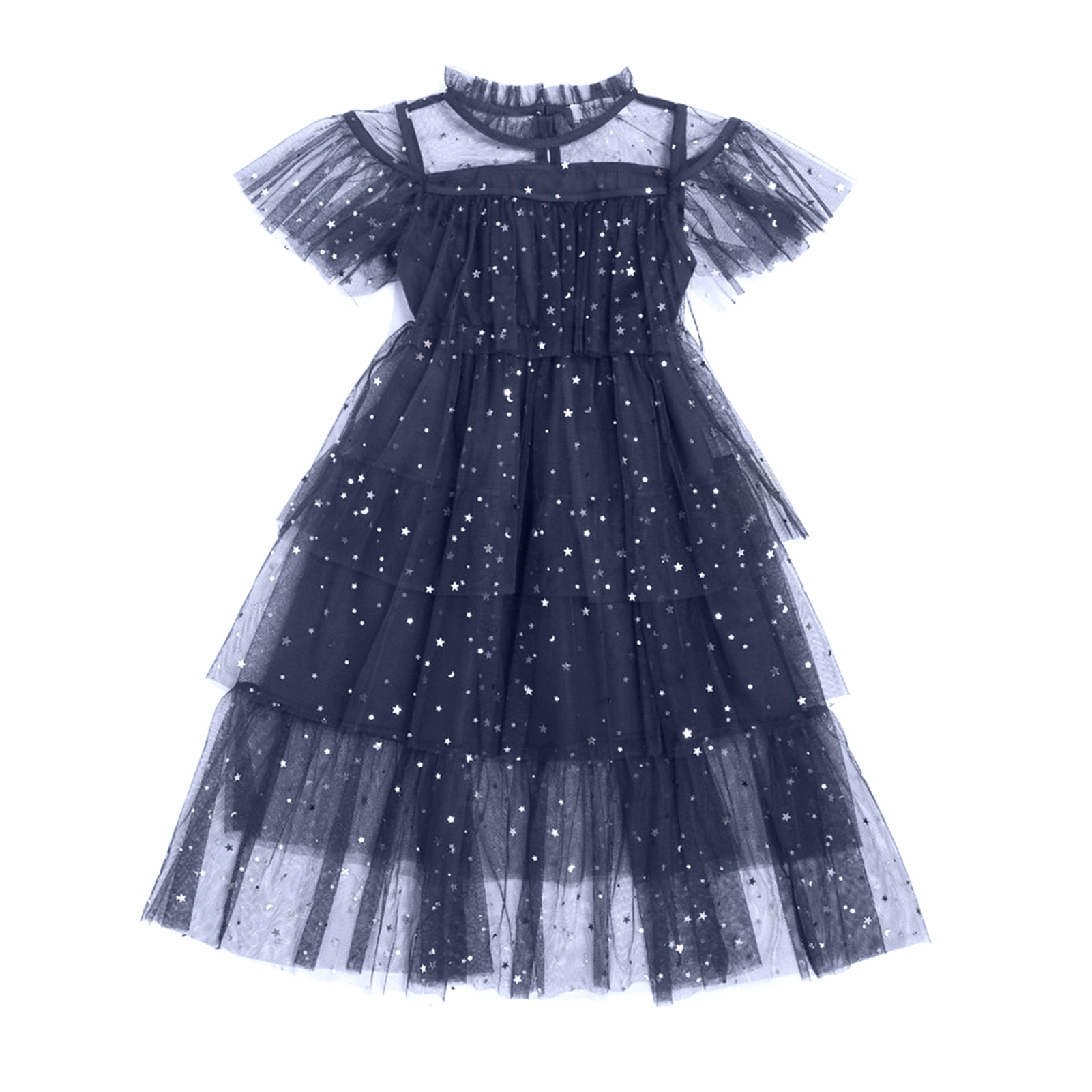 Kitem Party Dress See-through Mesh Patchwork Star Shape Sequin Little ...