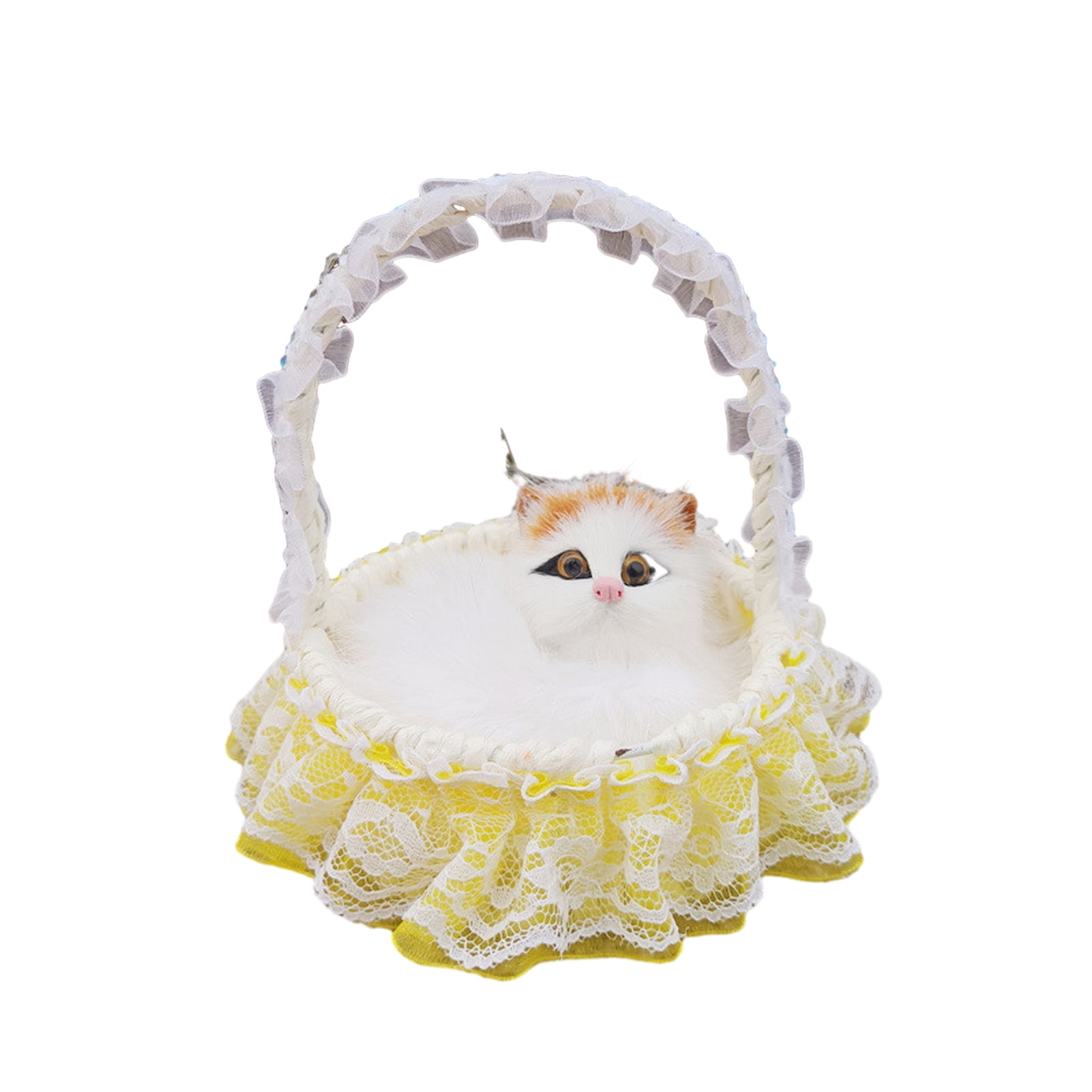 Kitem Realistic Cat Toy with Sound Portable Lace Flower Basket ...
