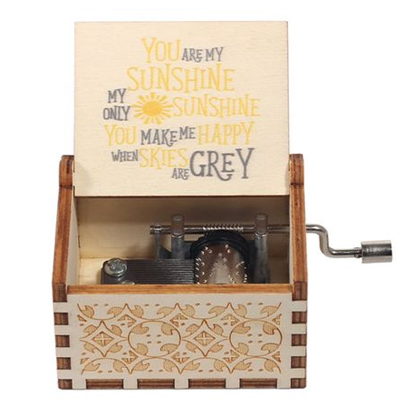 Kitem Rotary Handle Wooden Music Box You Are My Sunshine Mini ...