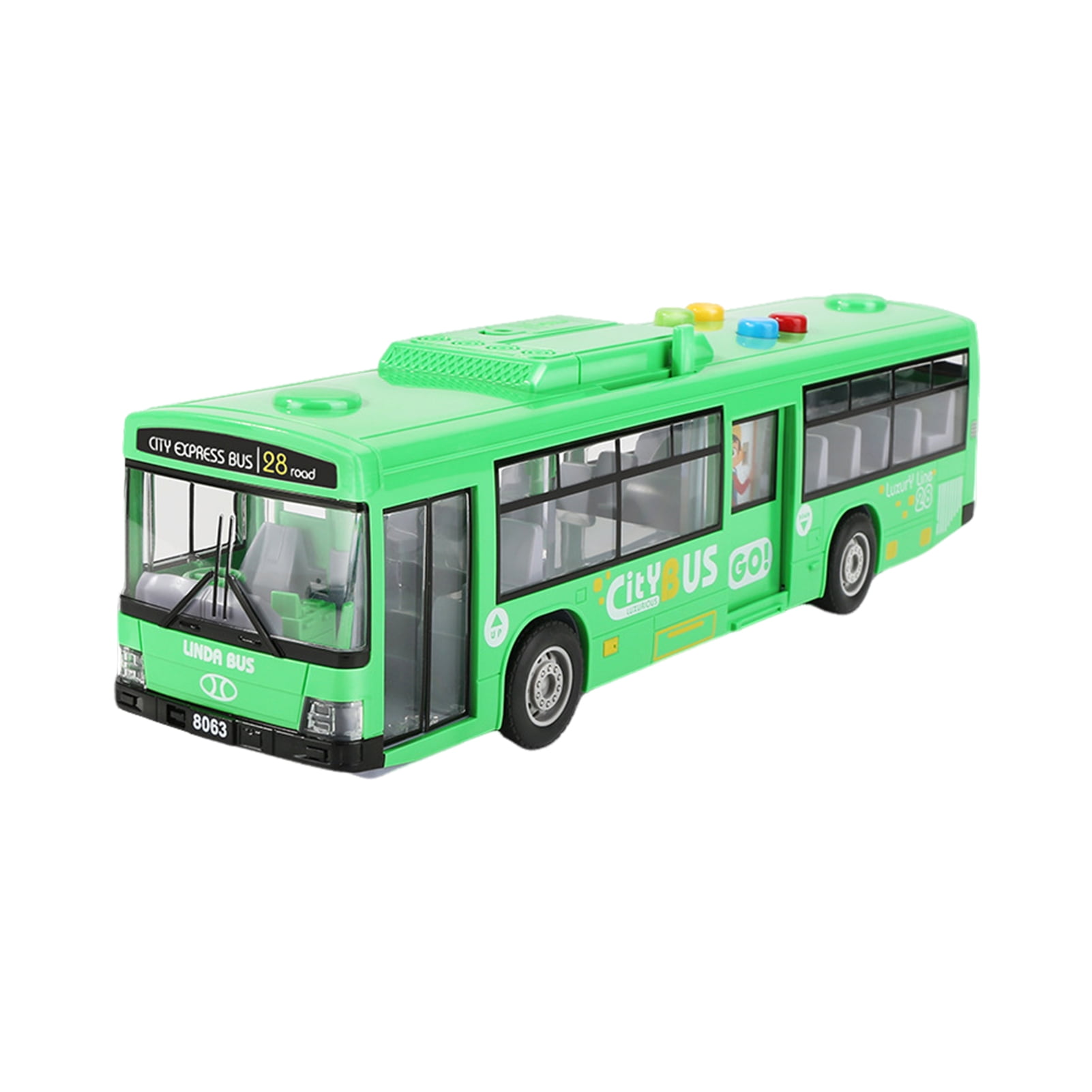 Kitem Toy Bus Realistic Model Car with Lights Sounds Friction-Powered ...