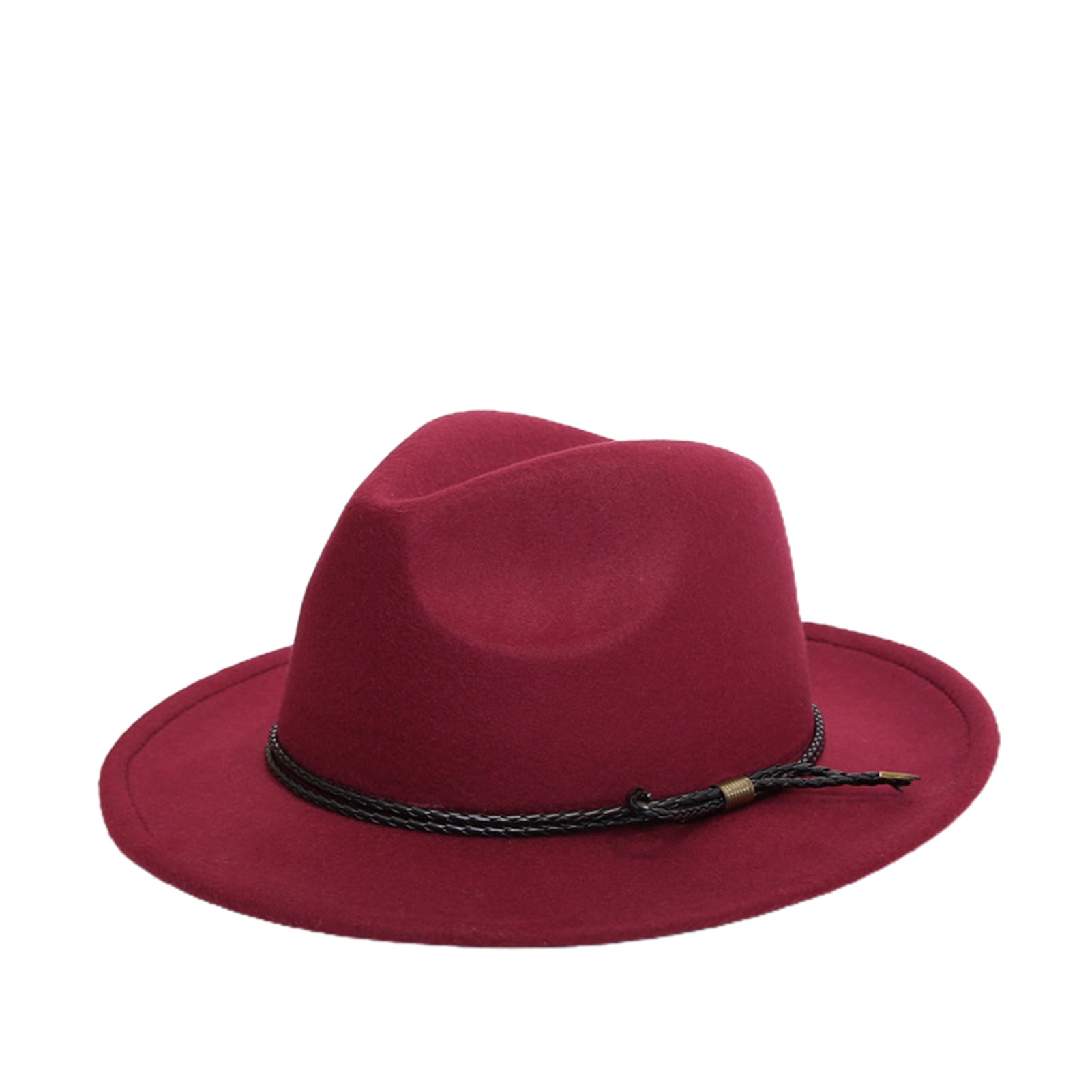 Kitem Winter Men Floppy Vintage Solid Color Wide Brim Belt Cap Bowler ...