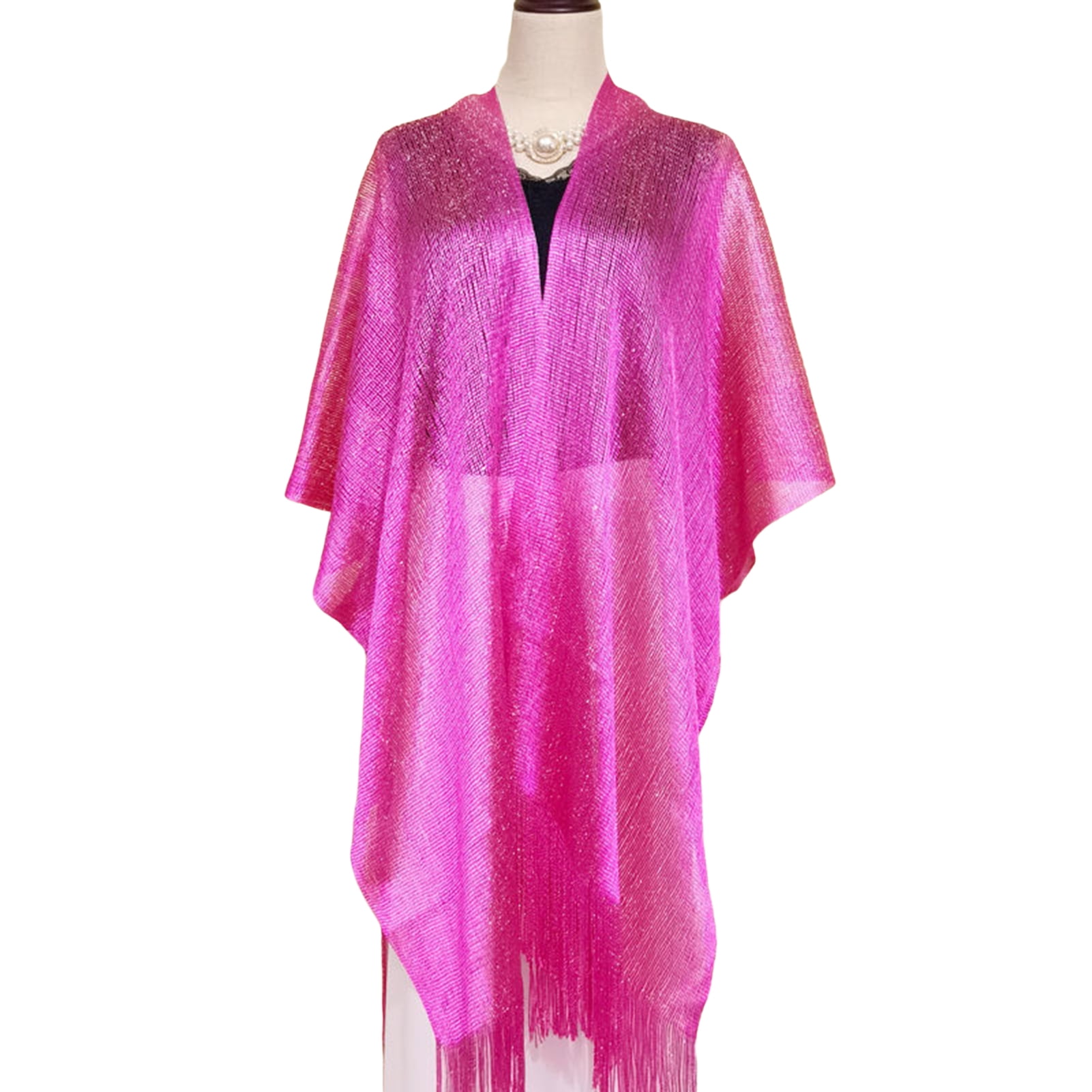 Kitem Women Shawl Tassel Long And Wide Solid Color Thin See-through ...