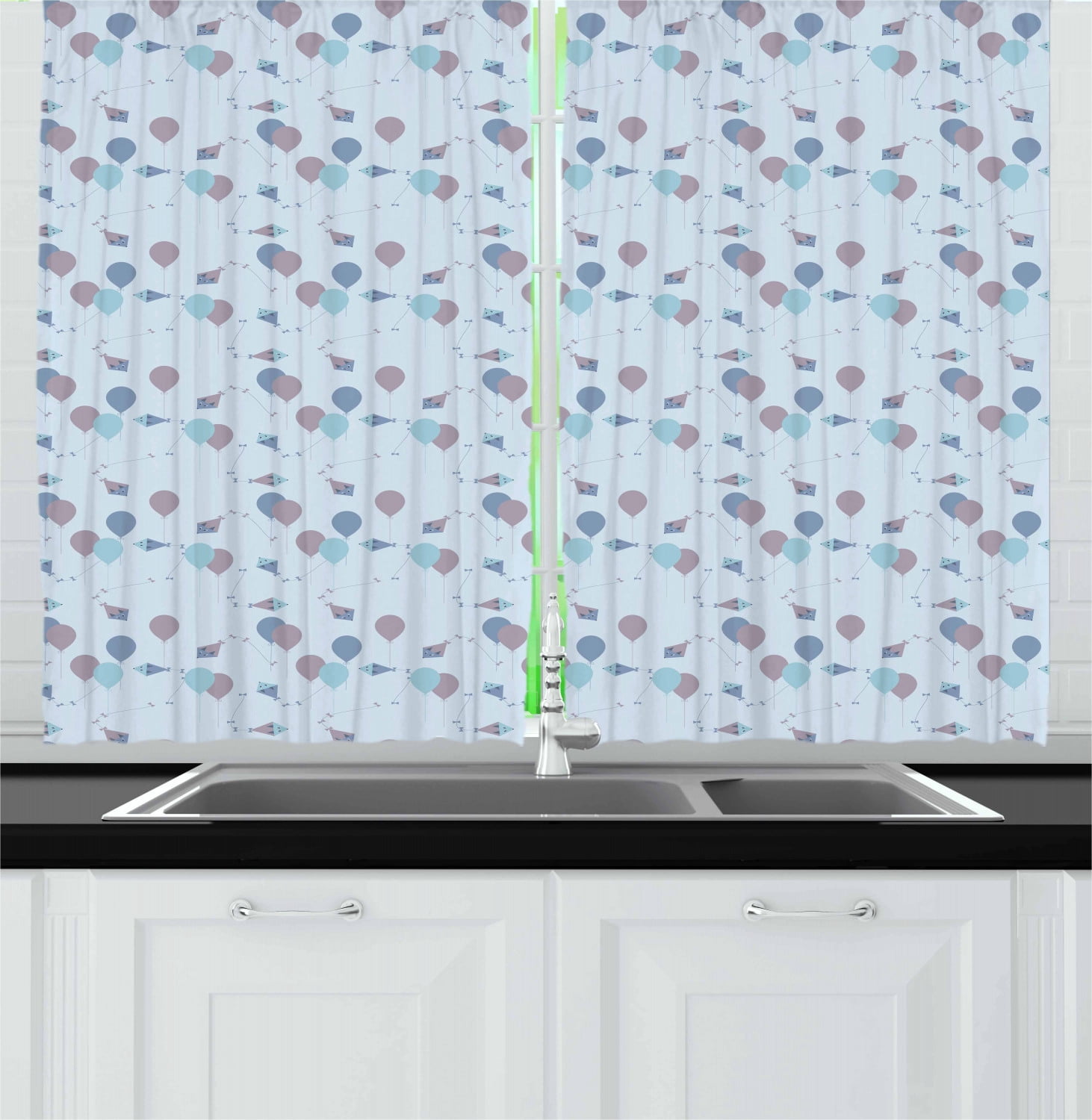 Kites Curtains 2 Panels Set, Animal Kites Flying in the Sky with ...