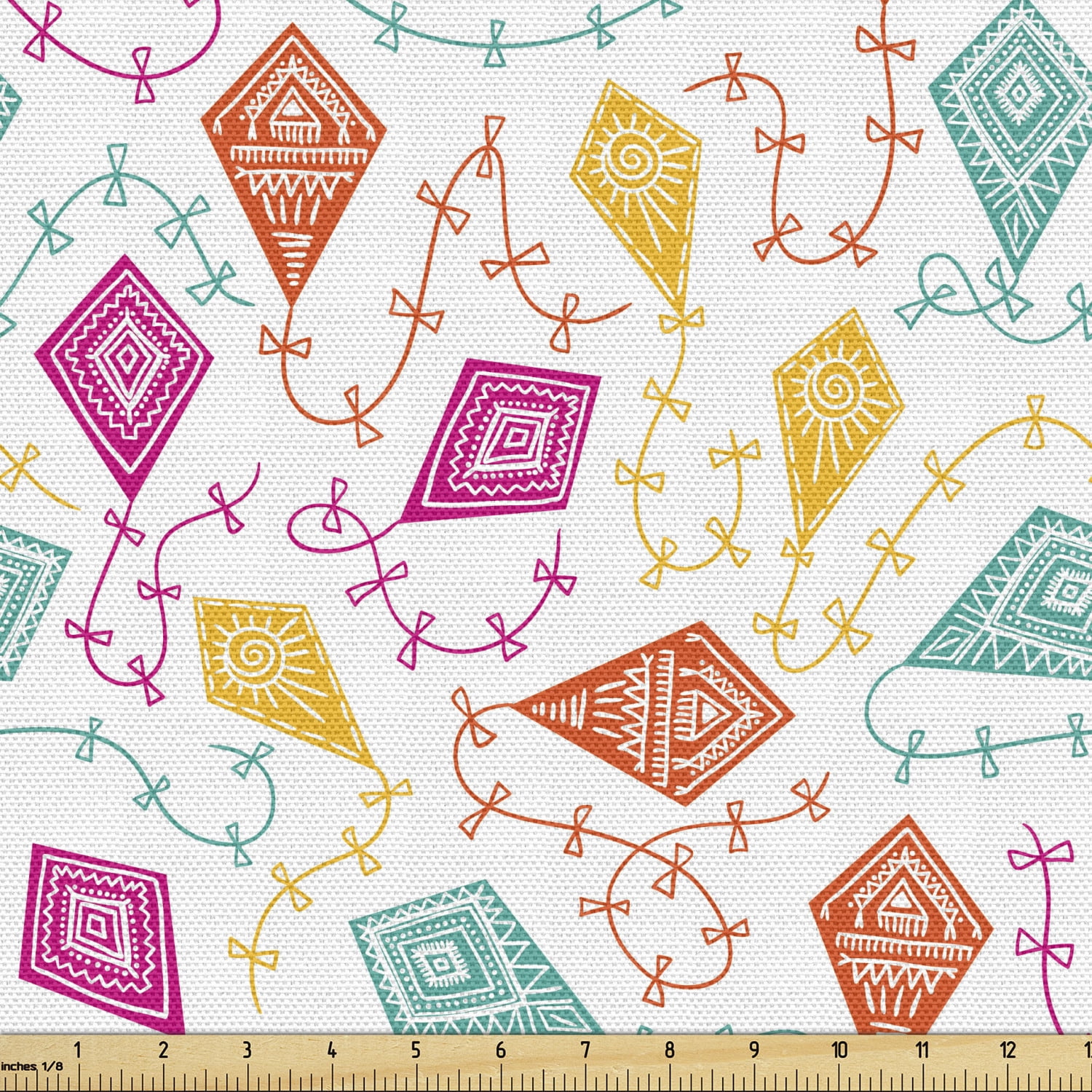Ambesonne Kites Fabric by the Yard Upholstery, Bohemian Geometric, 3 ...