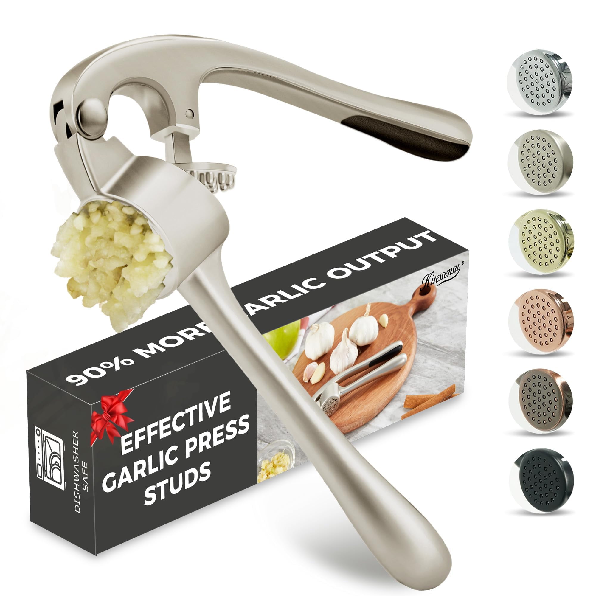 Kitessensu High Effective Garlic Press With Studs, Heavy Duty Garlic ...
