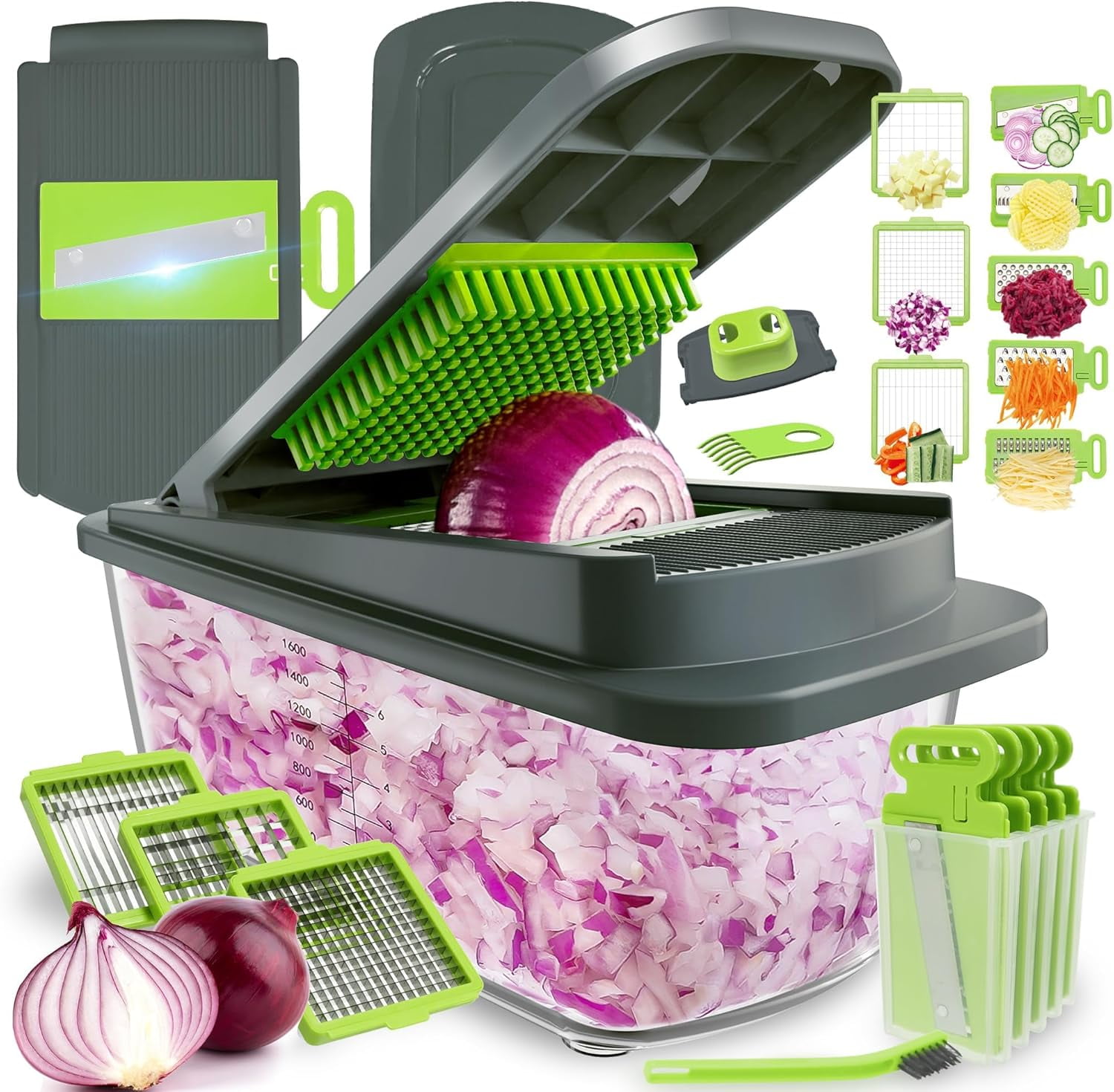 Kitexpert Vegetable Chopper,Onion Mincer,Dicer,Slicer with 8 Blades and ...