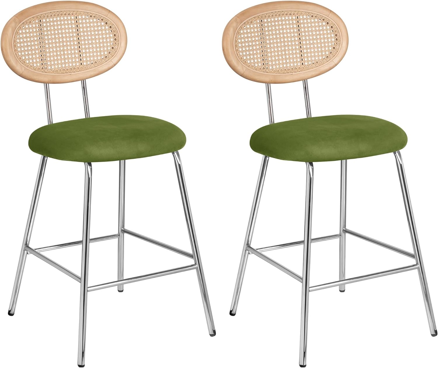 KithKasa 26" Rattan Counter Stools Set of 2, Mid-Century Island Stools ...