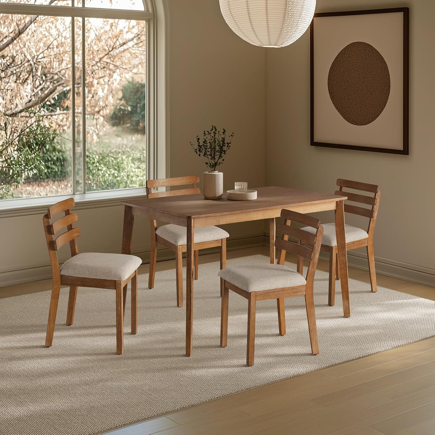 KithKasa 6-piece dining room, 6-person farmhouse dining table, solid ...