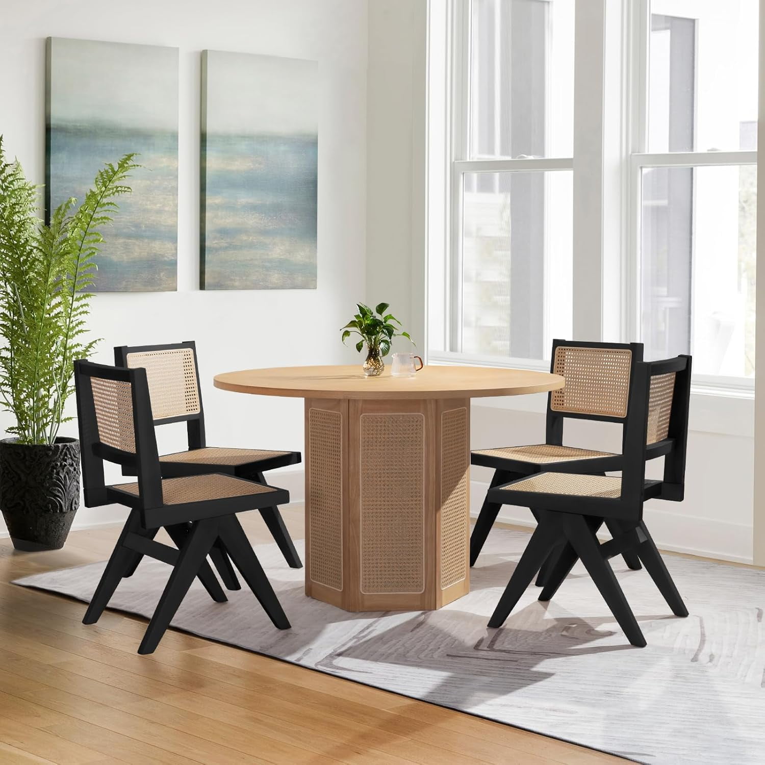 KithKasa Black Modern Dining Chairs Set of 4 Kitchen Chairs Armless ...
