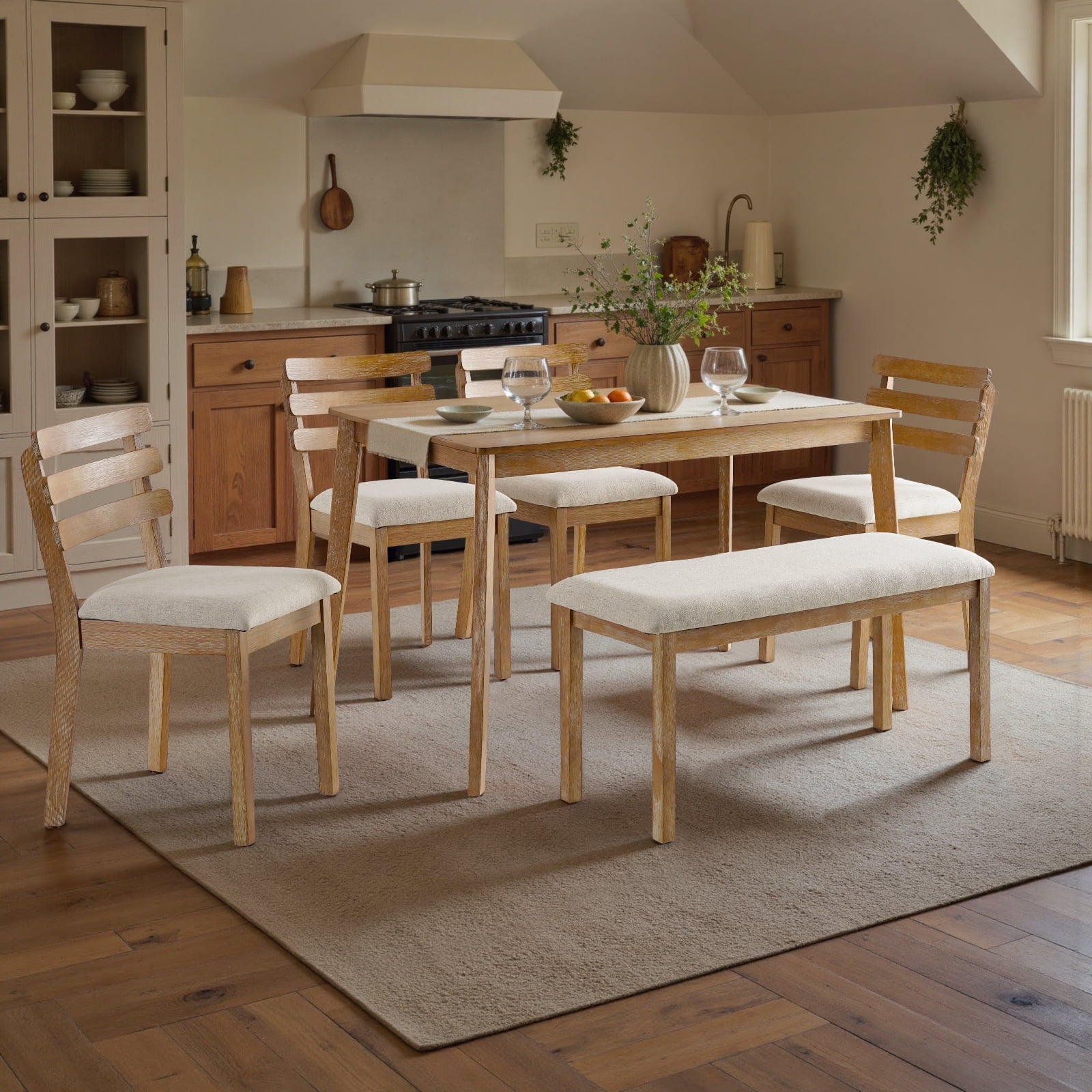 KithKasa Dining Table Set, Farmhouse Kitchen Table for 5,Dining Room ...