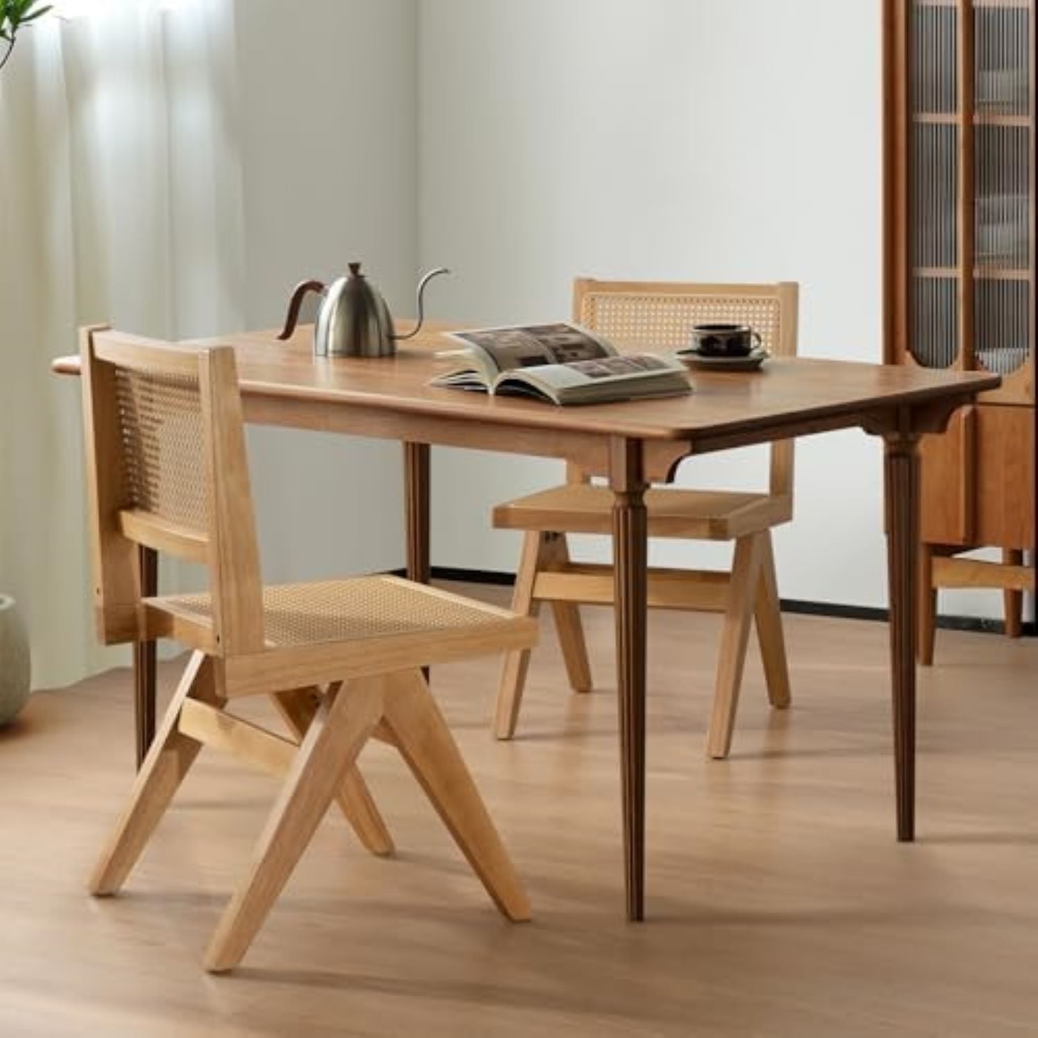 KithKasa Rattan Dining Room Chairs Set of 2, Mid-Century Modern Kitchen ...