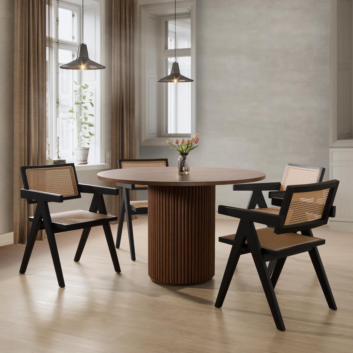 KithKasa Round Wood Dining Table Modern Kitchen Table Mesa Redonda de ...