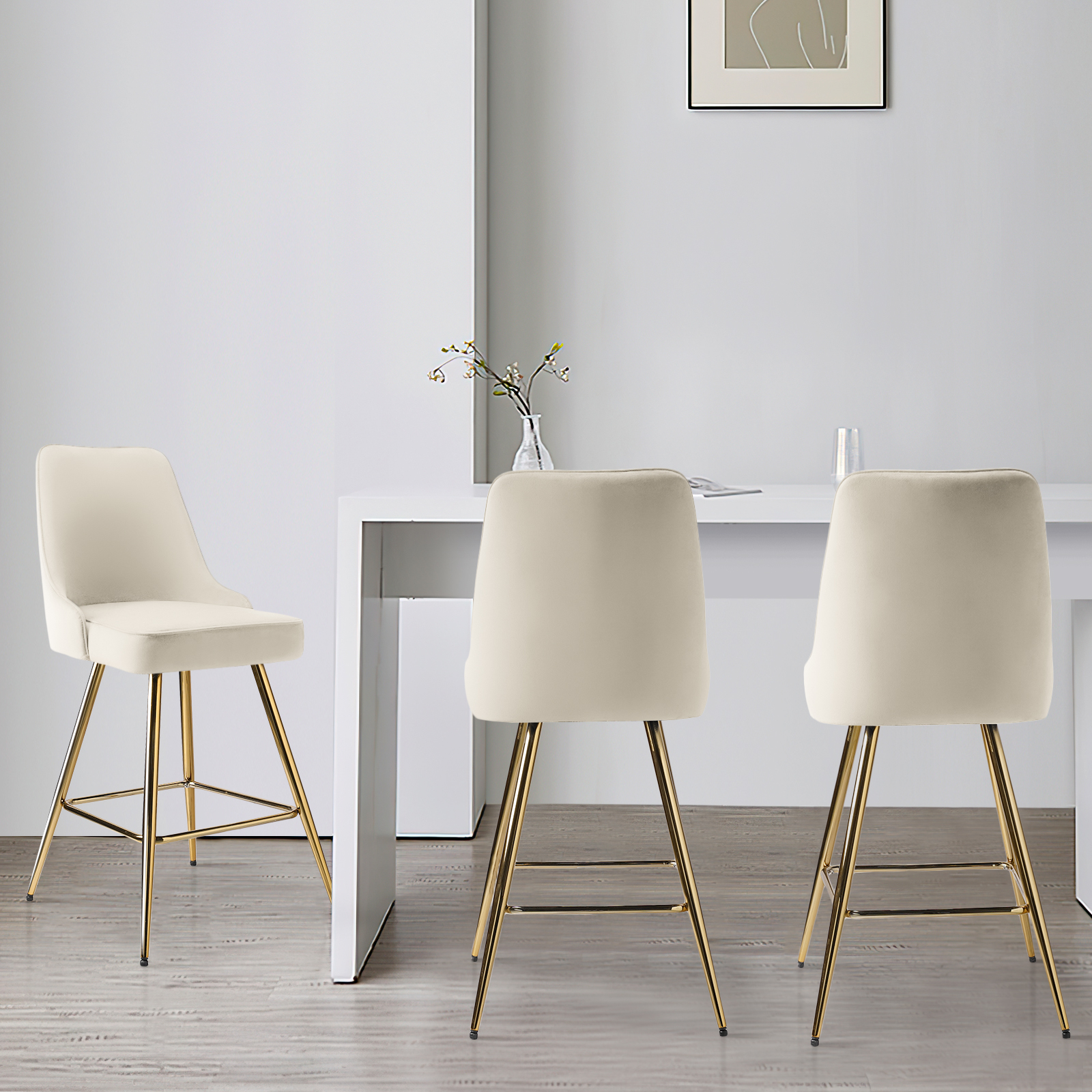 Kithkasa 26" Velvet Bar Counter Stools for Kitchen Island,Full Back ...