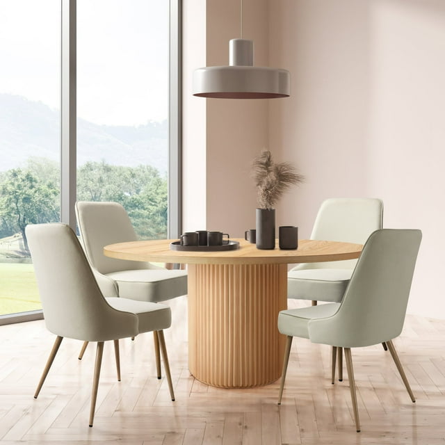 Kithkasa 40" Round Dining Kitchen Table,Ash Solid Wood,4 to 6 Persons ...
