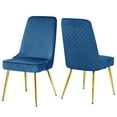 Kithkasa High Back Velvet Dining Chairs, Gold Legged, Set of 2, Blue ...