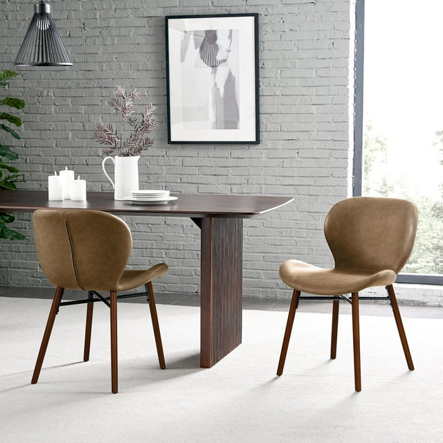 Kithkasa Upholstered Modern Dining Chairs Set of 2, Faux Leather Side ...