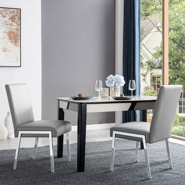 Kithkasa Modern Faux Leather Upholstered Dining Chair Set of 2，Armless ...