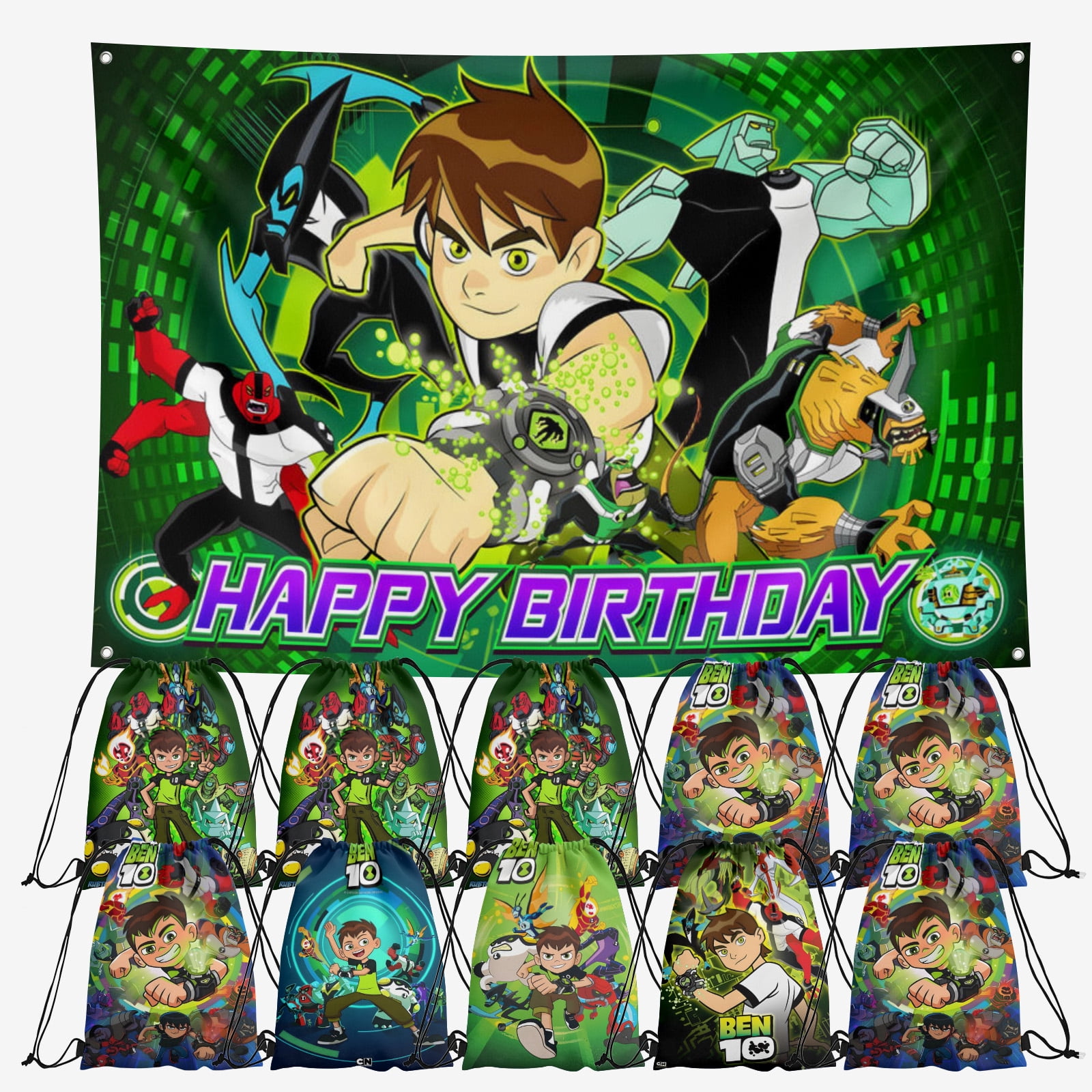 Kithwaro-Ben Birthday Party Supplies,10 Pieces Ben Candy Drawstring Bag ...