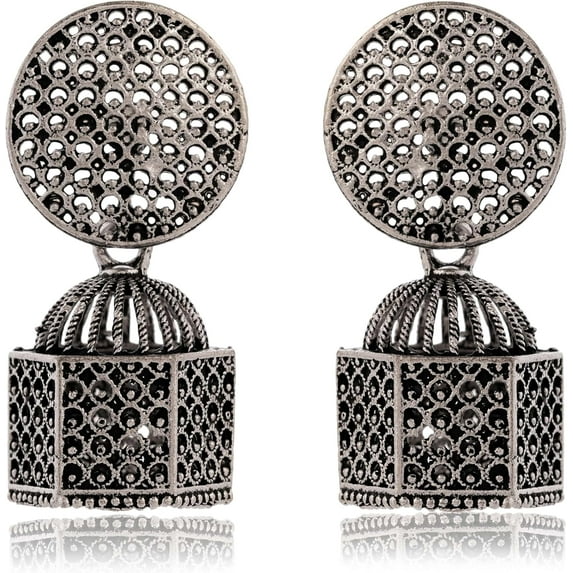 Kitocraft Women's Traditional Stud OXidised Silver Earrings Dangle for ...