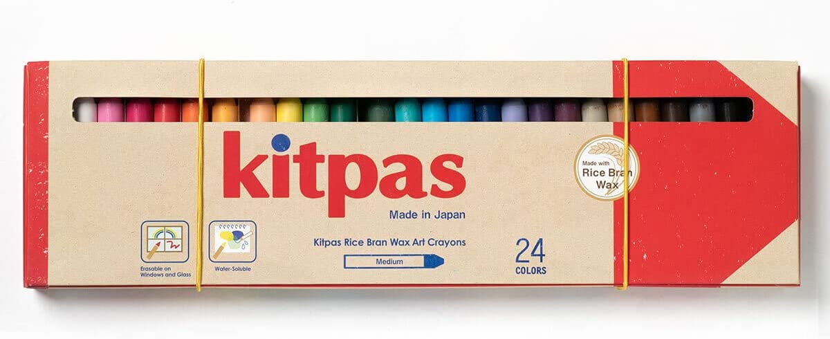 Kitpas Rice Bran Wax Art Crayons 24 Colors for Kids ages 3+, Window Art ...