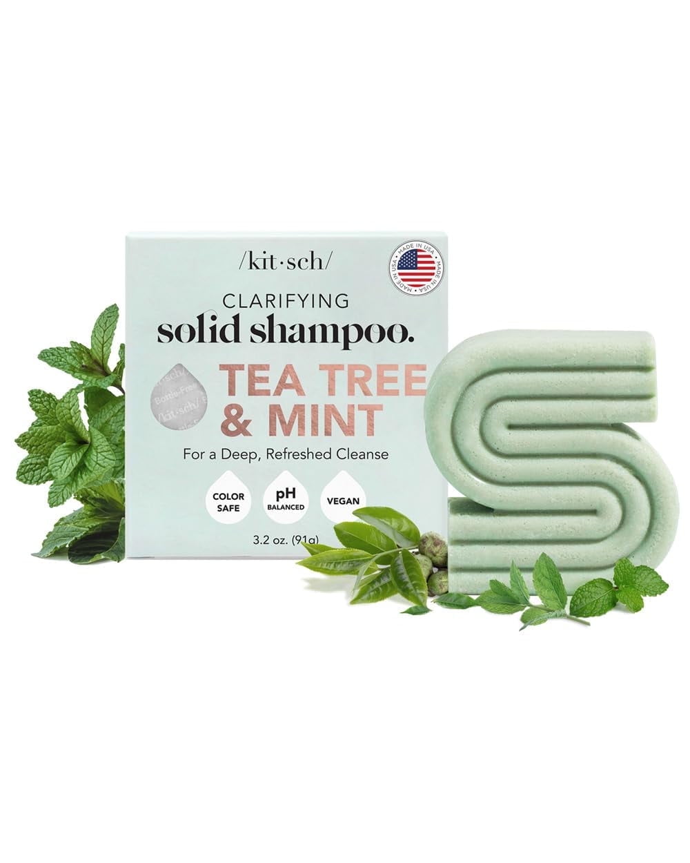 Kitsch Clarifying 2 in 1 Shampoo and Shave Bar with Tea Tree and Mint 3 ...