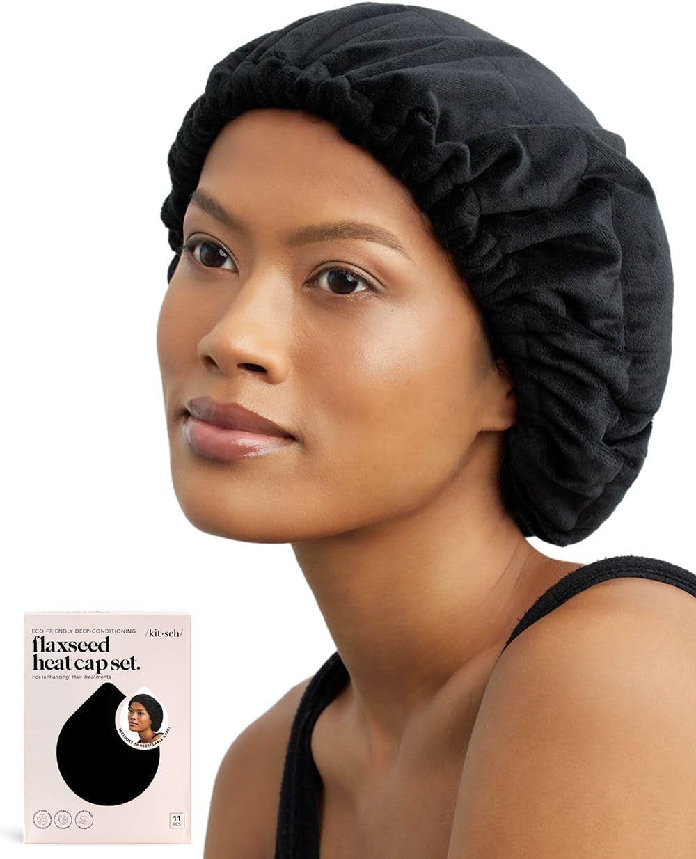 Kitsch Deep Conditioning Heat Cap, Polyester, Black, One Size, 10 Pcs ...