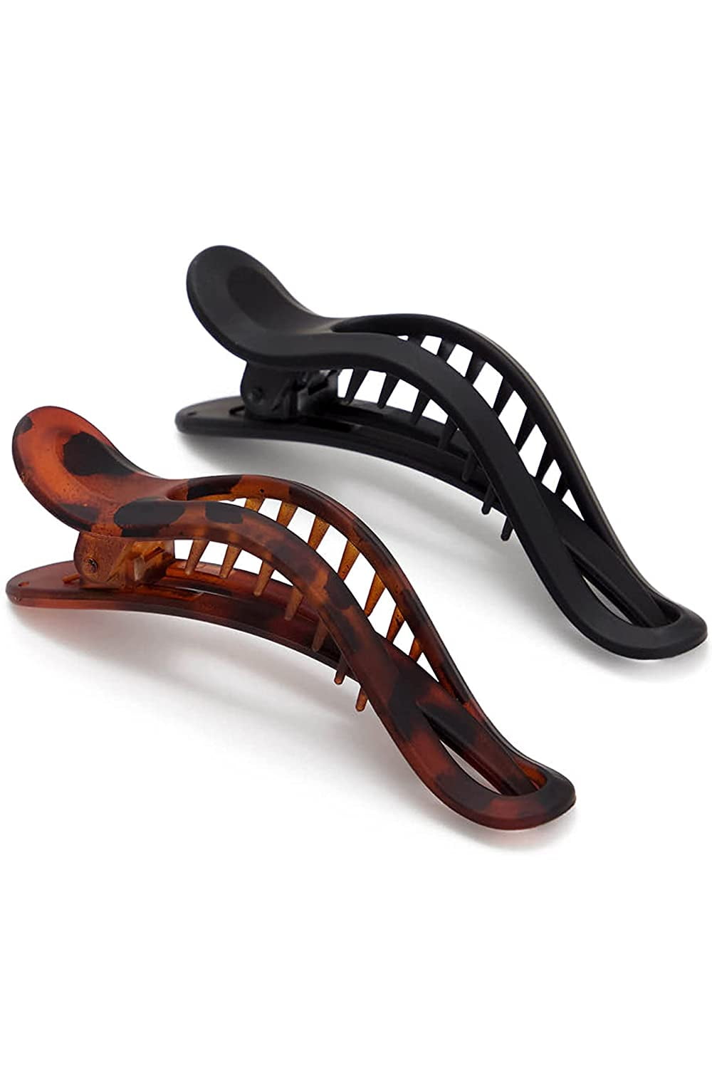 Kitsch Flat Hair Clips - Flat Claw Clips for Women 2pc Curved (Black ...