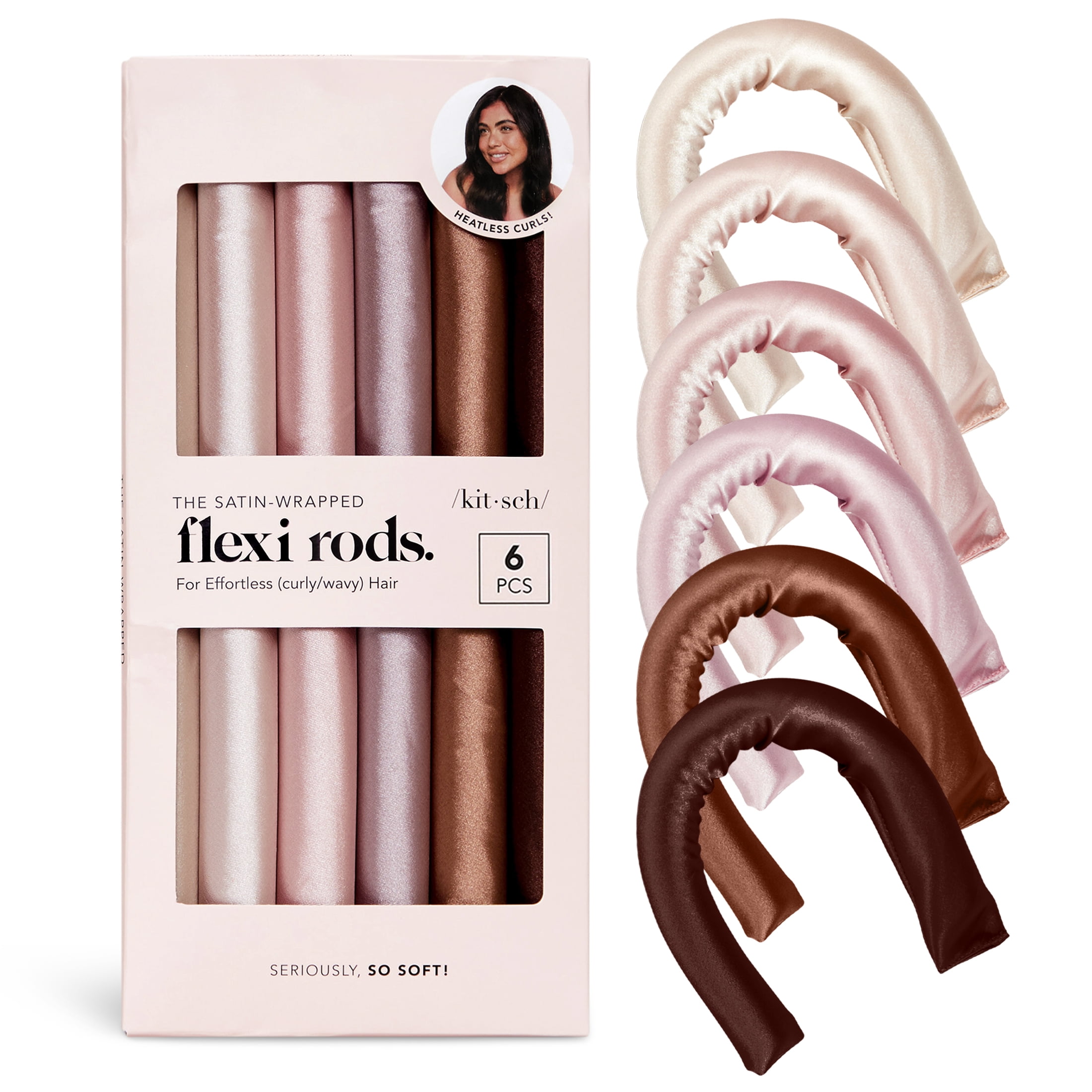Kitsch Flexible Satin Flexi Rods 6pcs - Soft Roller Hair Curler ...